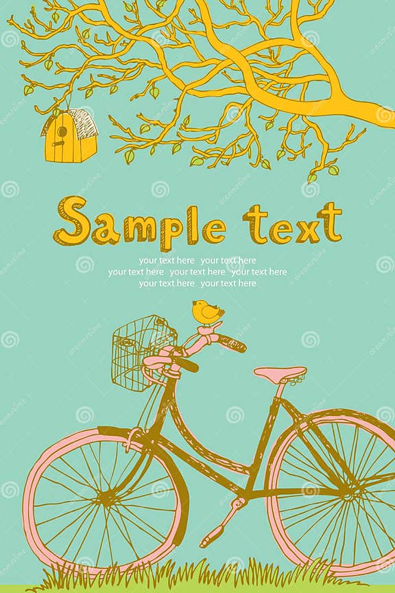 Spring cycling card design stock vector. Illustration of cycling - 36714816