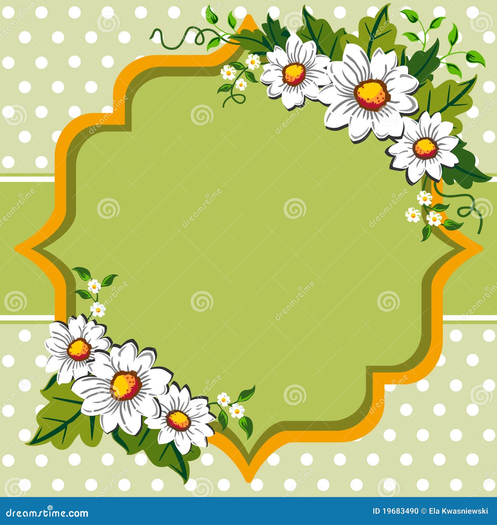 Spring daisy flower frame stock vector. Illustration of orange - 19683490
