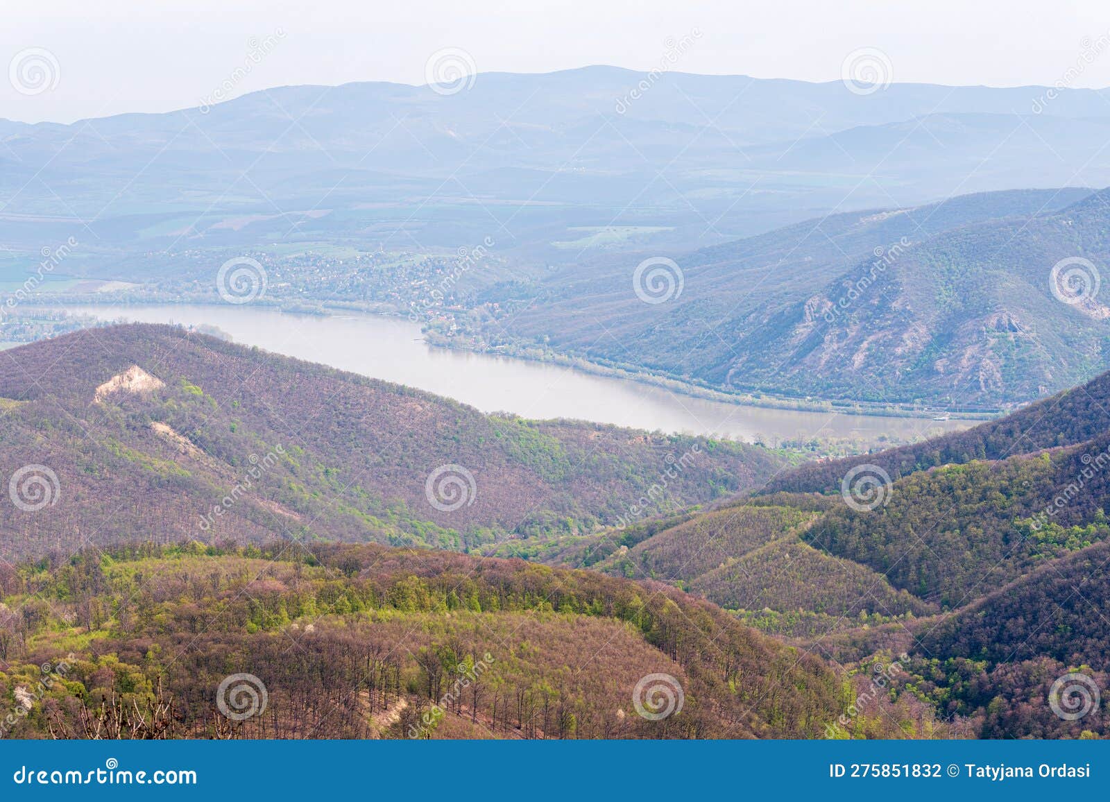 Spring Danube River Bend Panorama from Pilis Stock Photo - Image of ...