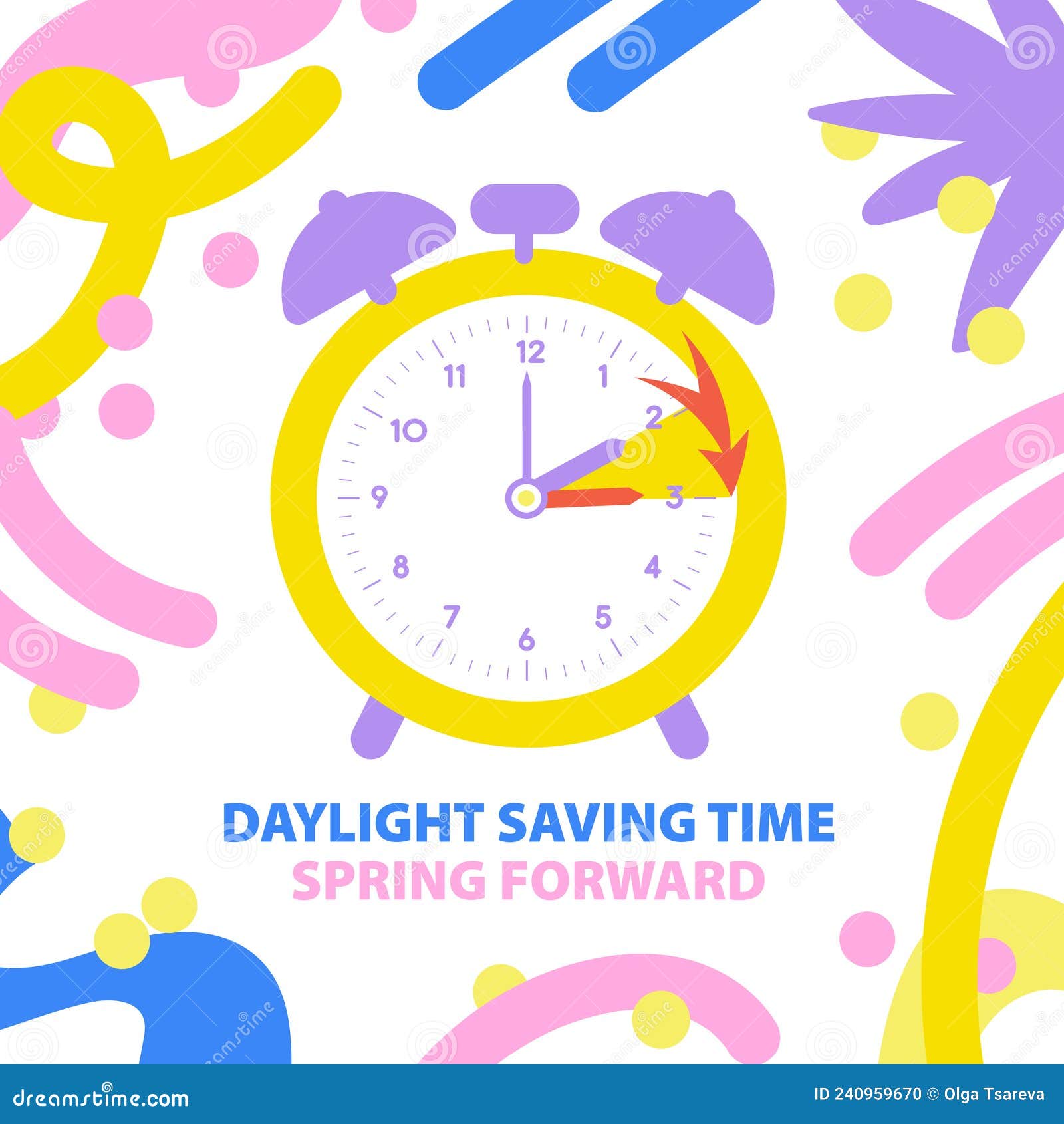 Spring Daylight Saving Time Concept. Spring Forward Time Banner in ...