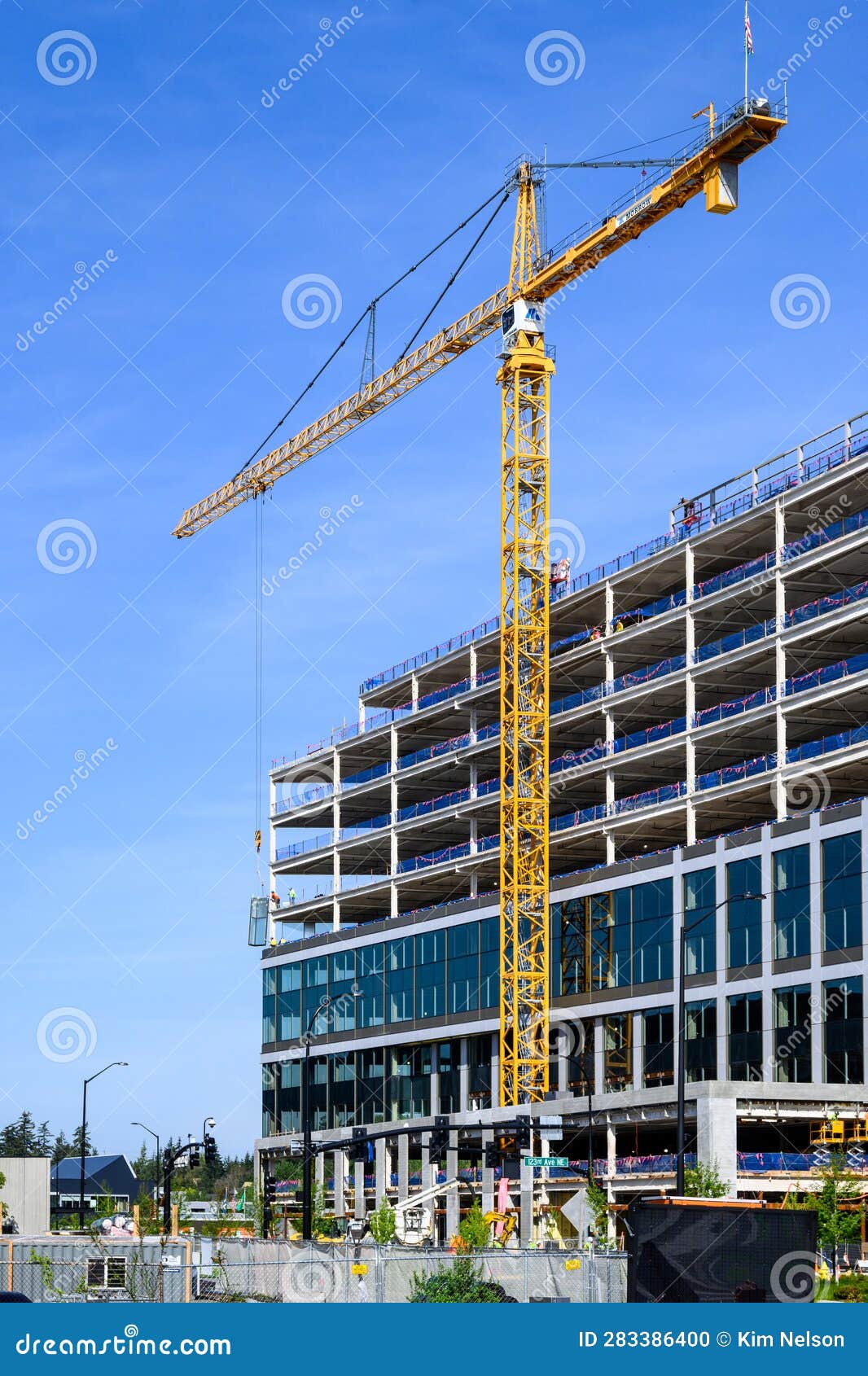 Spring District, Under Construction, Crane Loading in New Window To ...