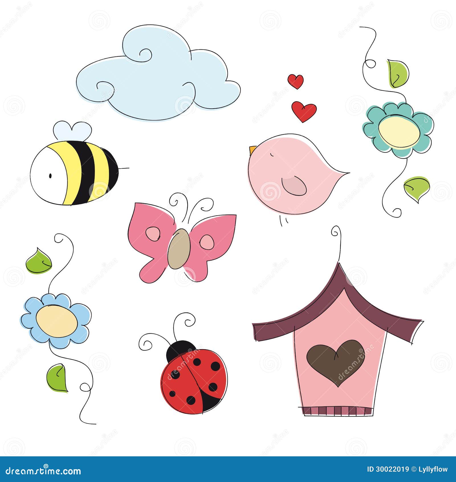 Spring Doodle Collection Vector Illustration | CartoonDealer.com #86593726