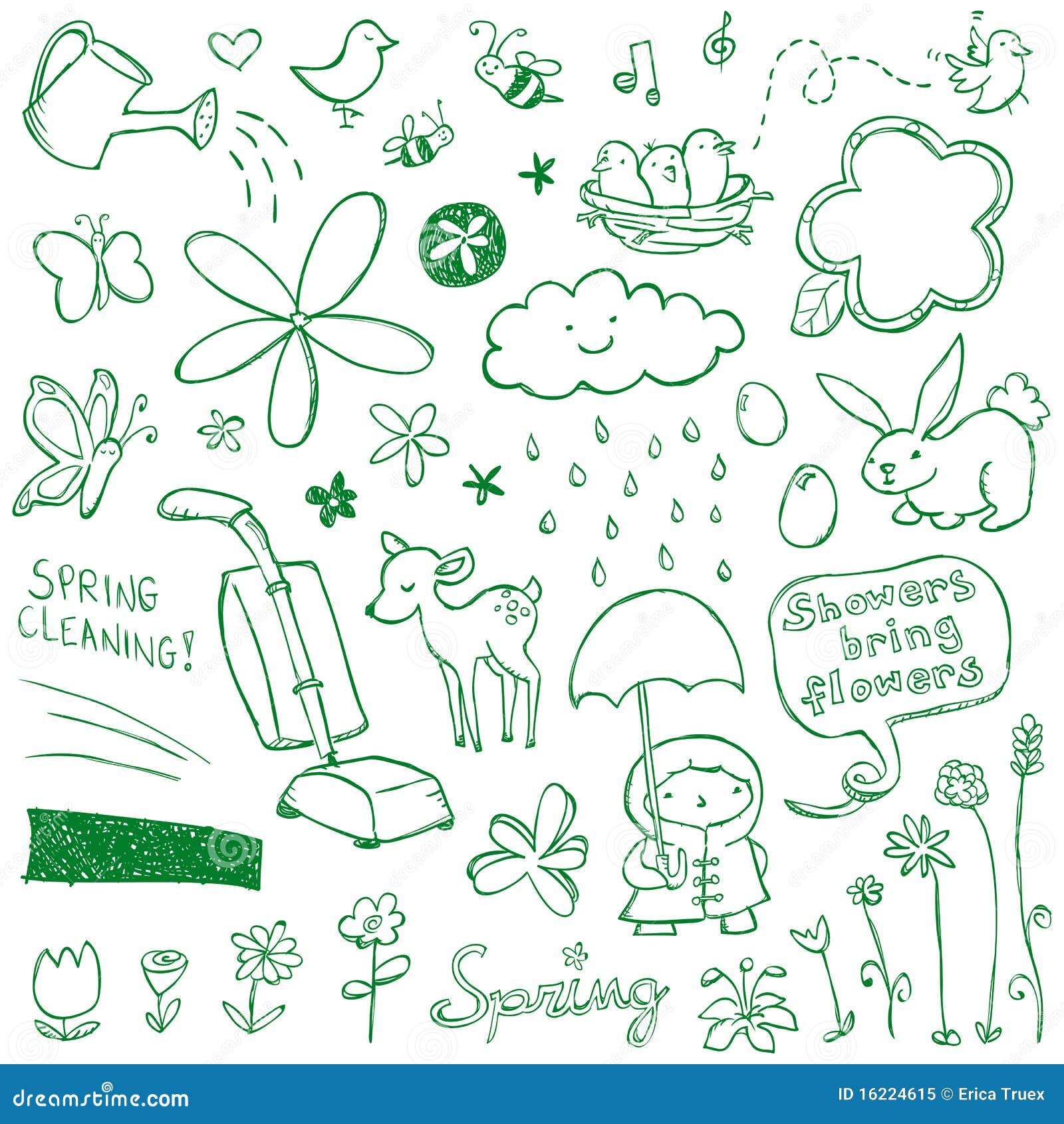 Spring Doodles stock vector. Illustration of fawn, bubble - 16224615