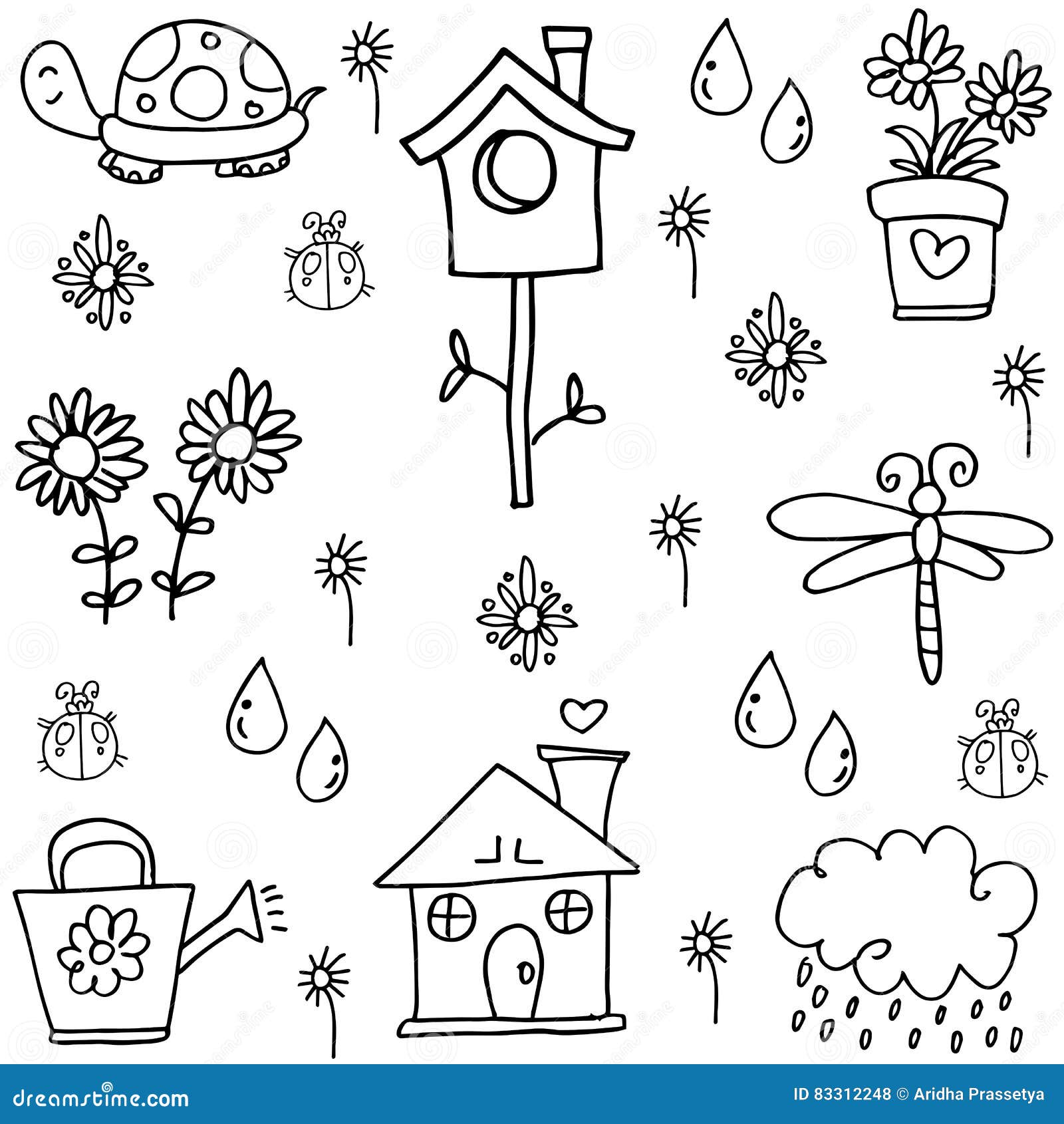 Spring Doodles Set with Hand Draw Stock Vector - Illustration of ...