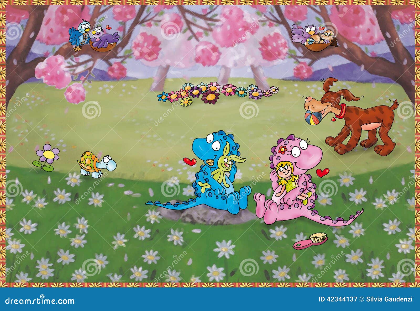 Spring Dragons stock illustration. Illustration of dragonsnparty - 42344137