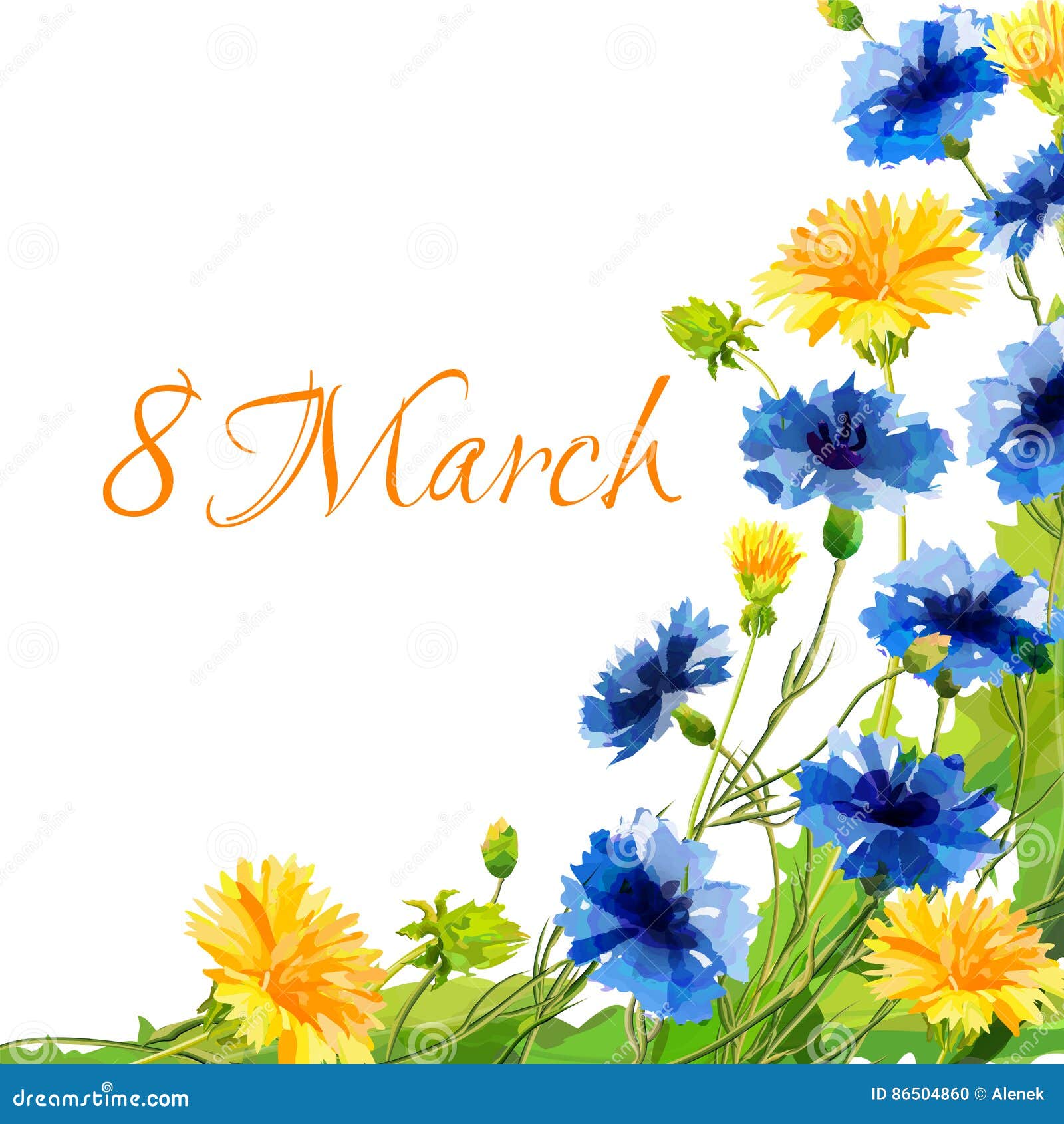 Spring Draw Flowers for the Eighth March Stock Vector - Illustration of ...