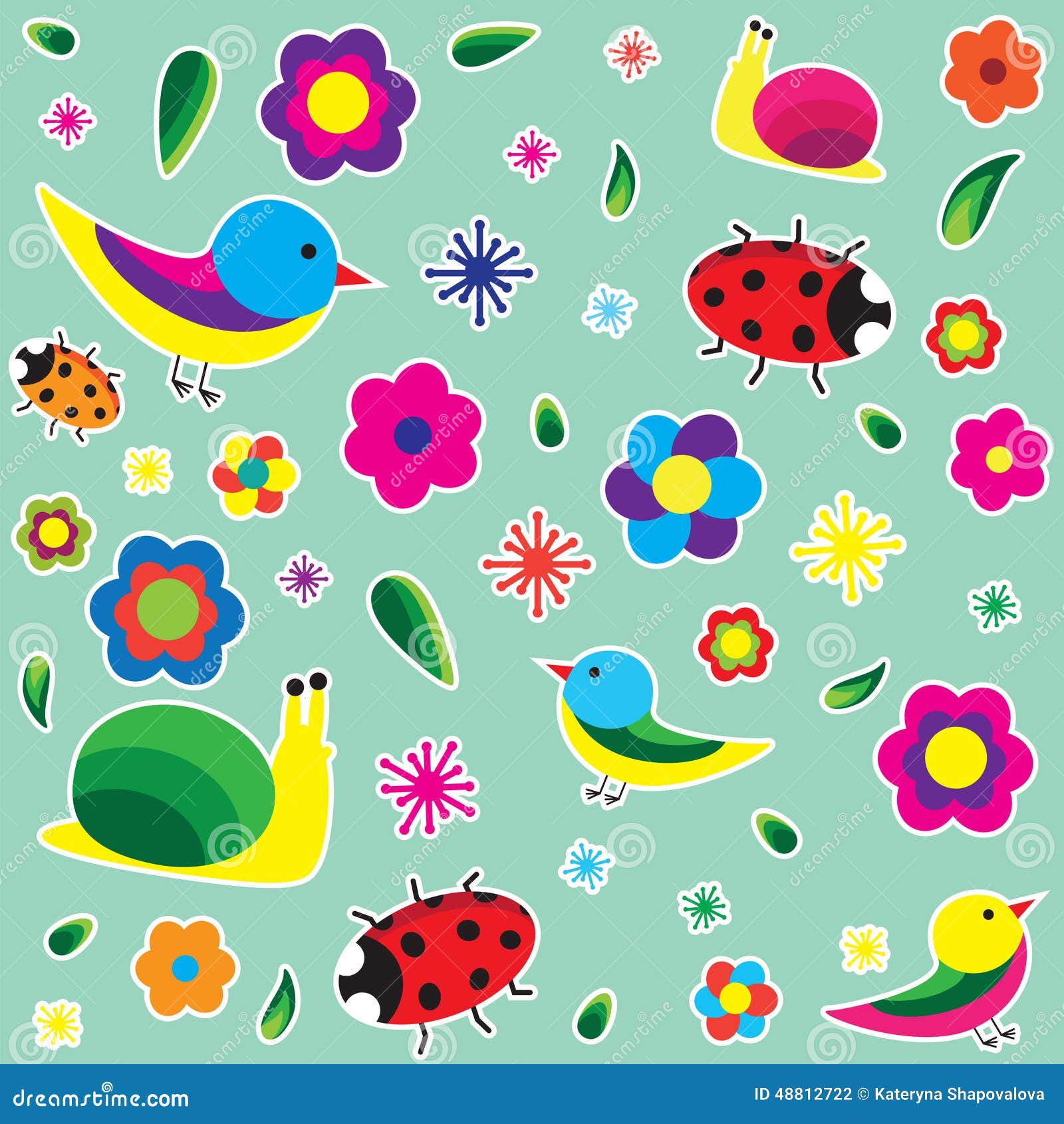 Spring draw pattern stock vector. Illustration of snail - 48812722