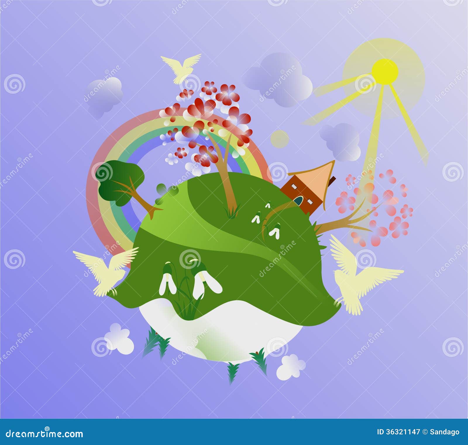 Spring on earth stock vector. Illustration of tree, winter - 36321147