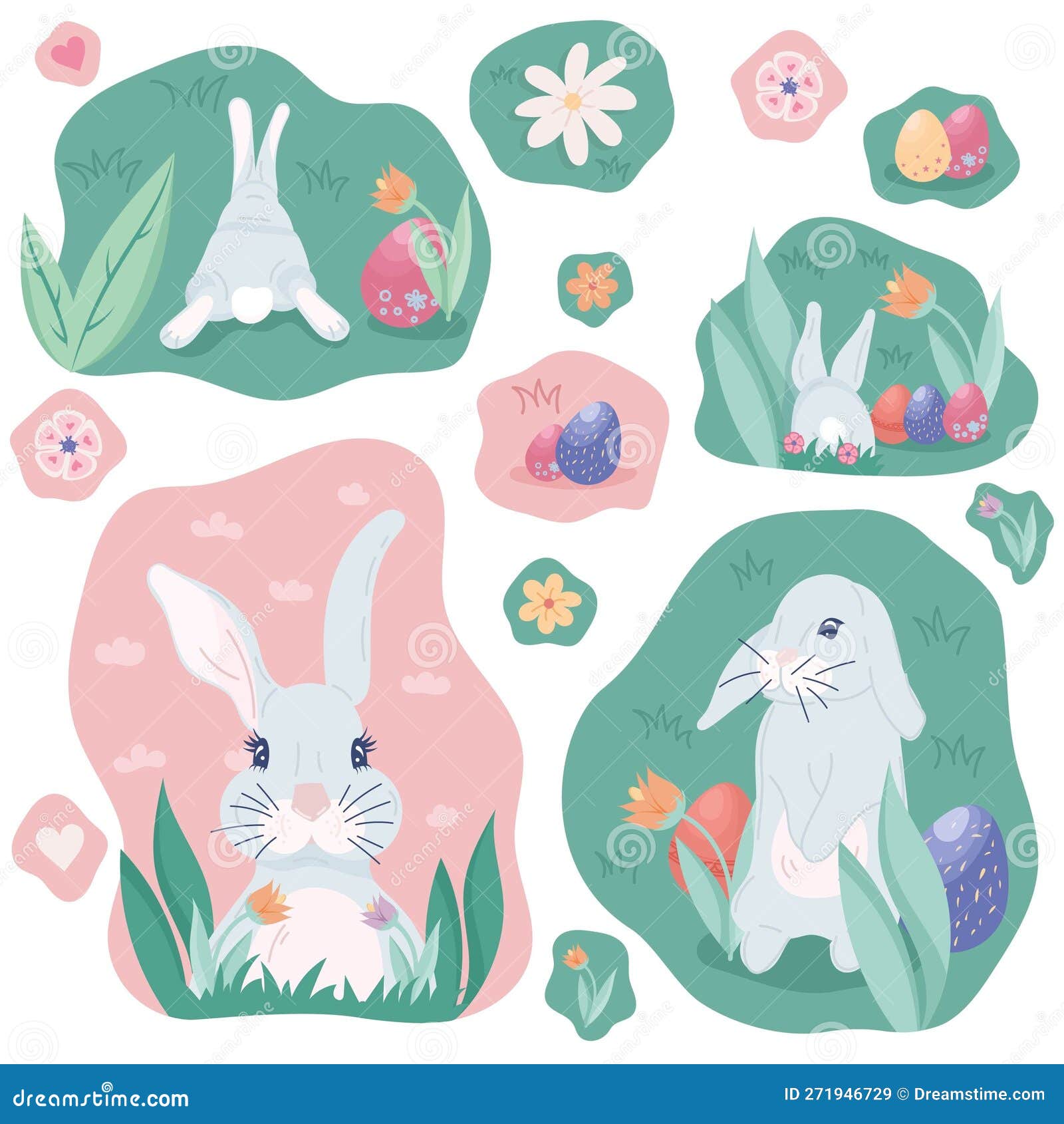 Spring Easter Collection Sticker, Easter Animals Characters Set, Easter ...