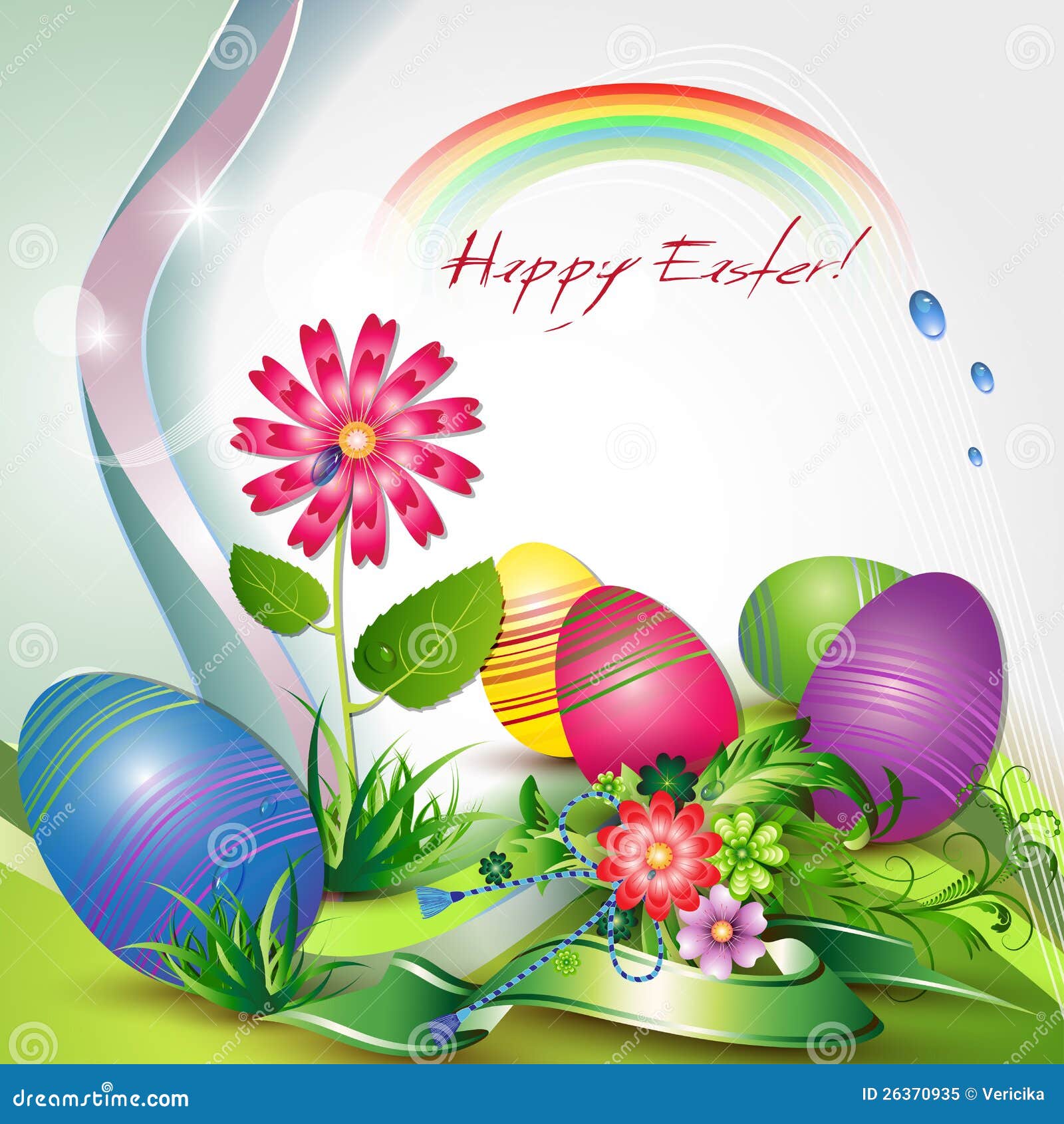 Spring Easter Greeting Card with Eggs Stock Vector - Illustration of ...