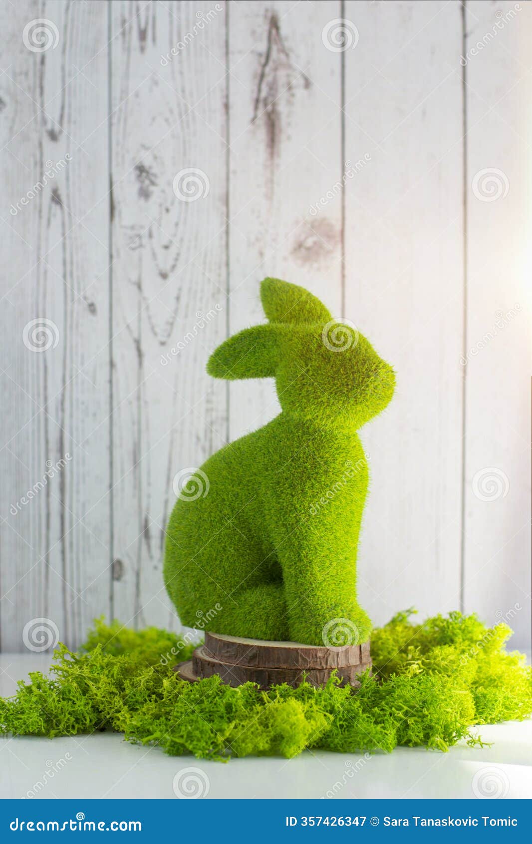 Bunny On The Tree Stump. Hand Drawn Illustration. Cute Bunny Sitting On ...