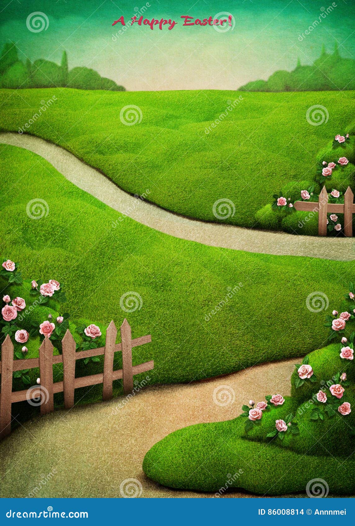 Spring Easter postcard stock illustration. Illustration of bloom - 86008814