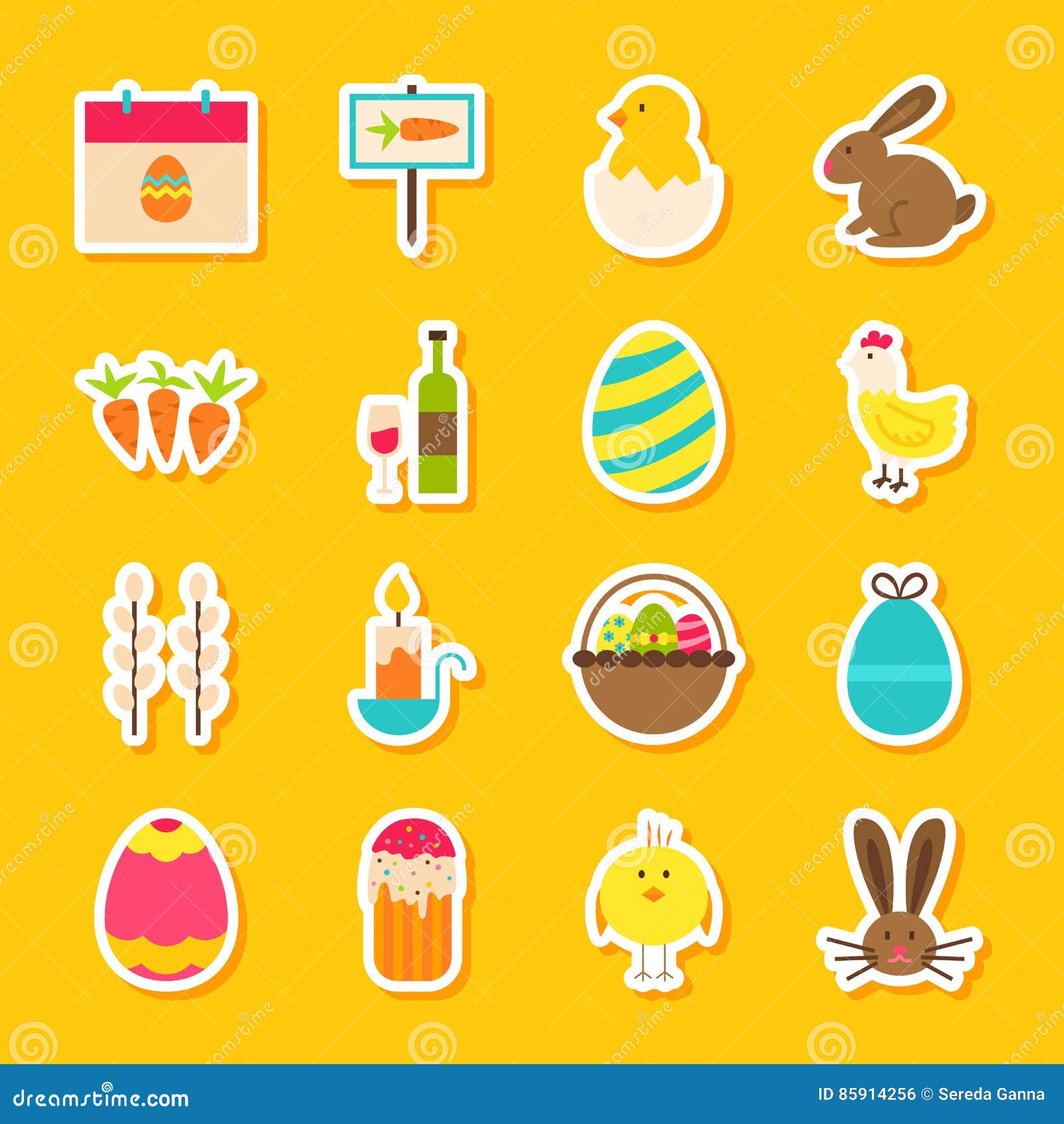 Spring Easter Stickers stock vector. Illustration of candle - 85914256