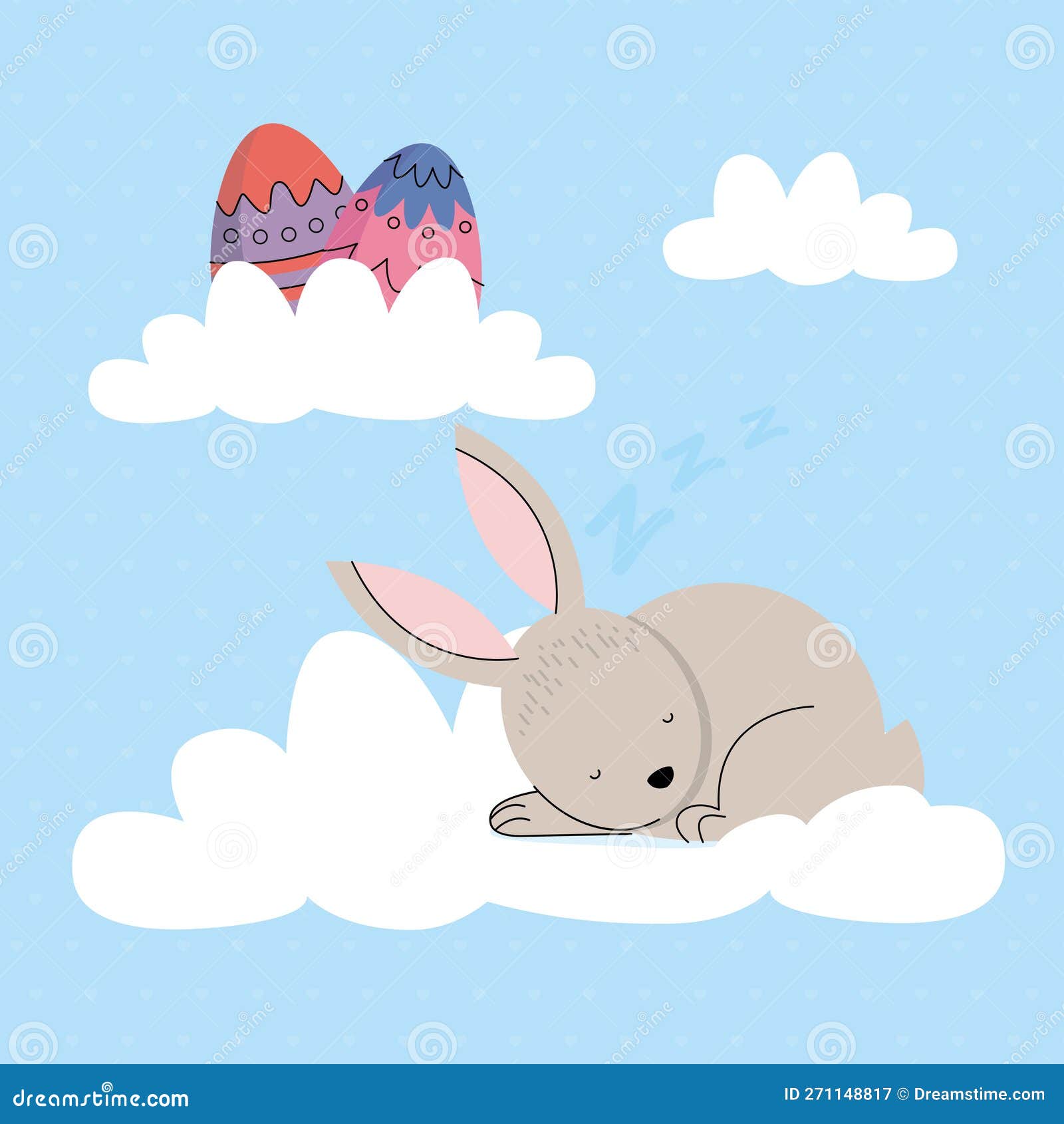 Spring Eggs with Rabbit Sleeping Stock Vector - Illustration of ...