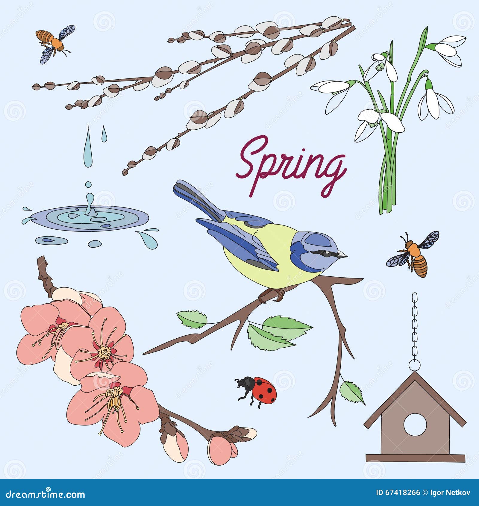 Spring Elements background stock vector. Illustration of collection ...