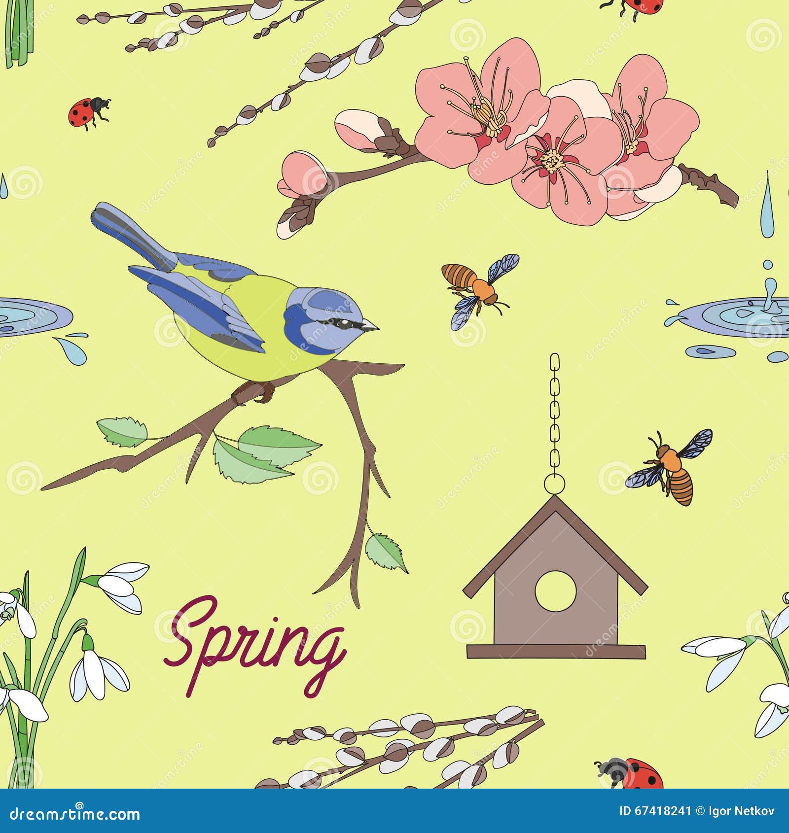 Spring Elements pattern stock vector. Illustration of garden - 67418241