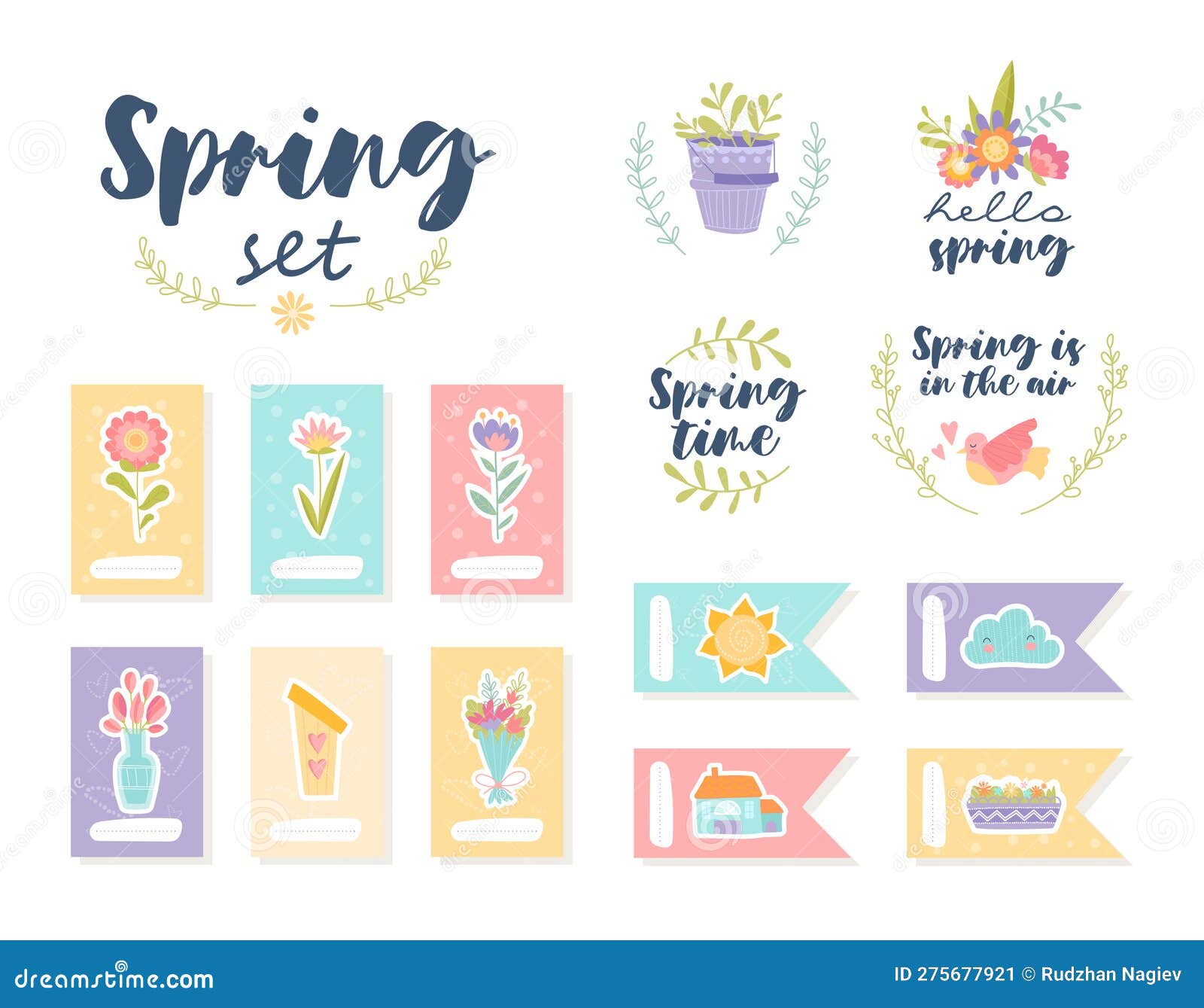 Spring elements set stock vector. Illustration of summer - 275677921