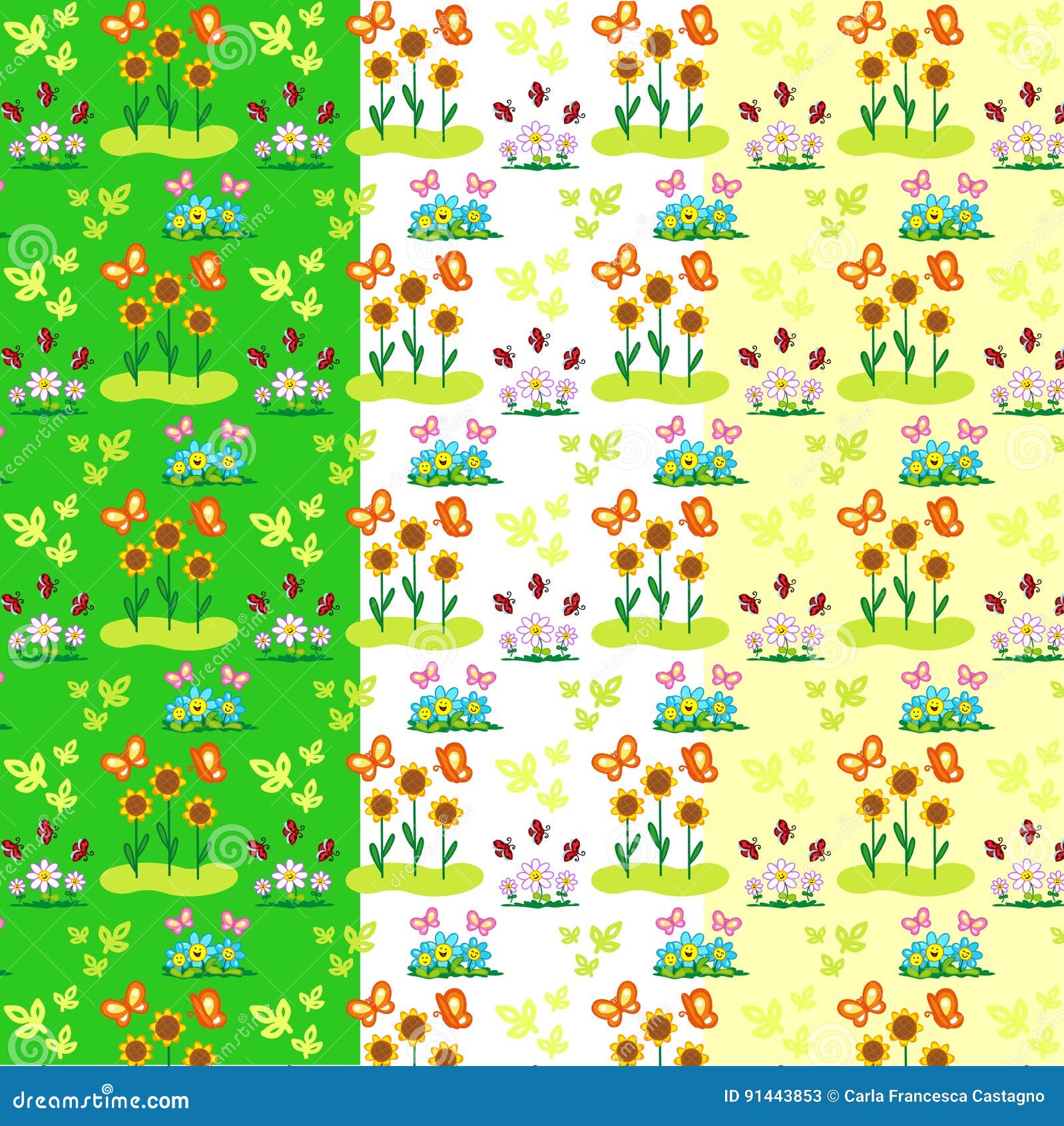 Spring Elements Vector Pattern Stock Vector - Illustration of daisies ...