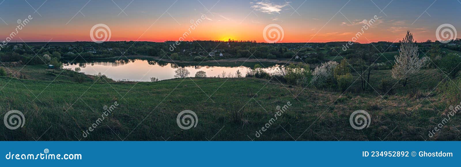 Spring evening landscape stock photo. Image of sunset - 234952892