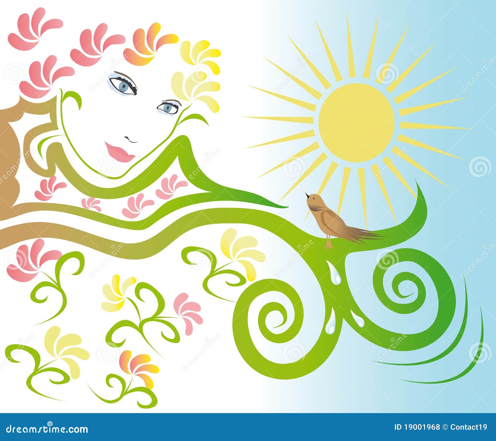 Spring face stock vector. Illustration of drop, creativity - 19001968