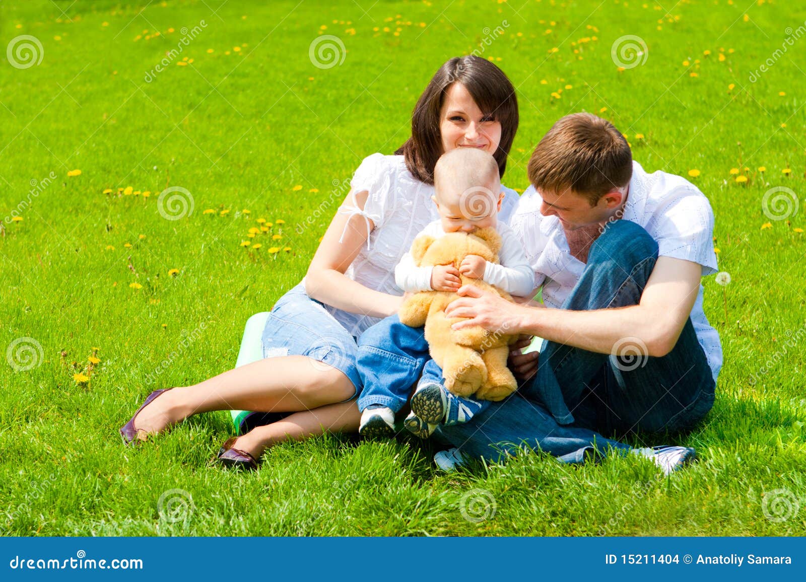 Spring family stock photo. Image of play, parents, field - 15211404