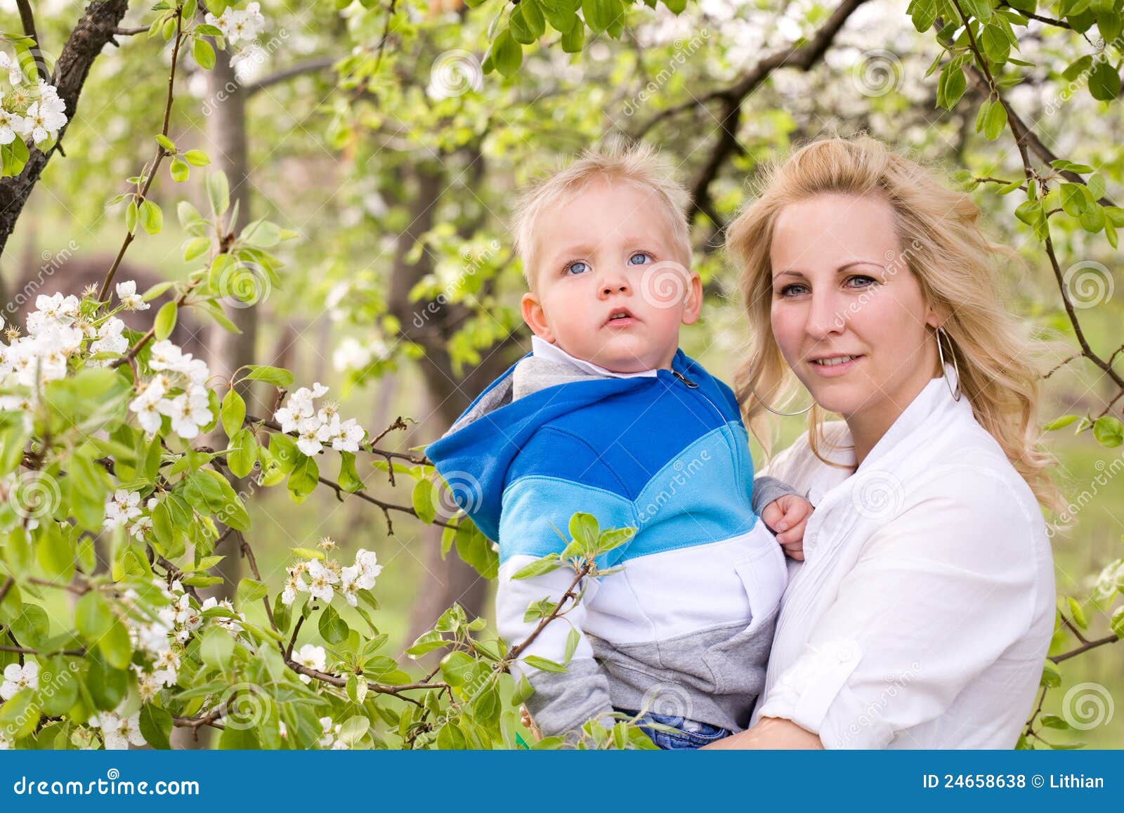 Spring family. stock photo. Image of attractive, blond - 24658638