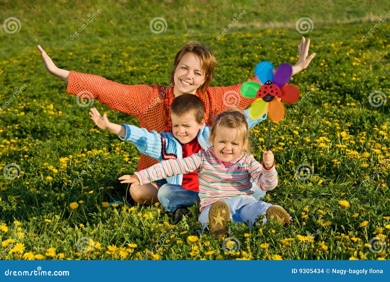 Spring family fun stock photo. Image of mother, field - 9305434