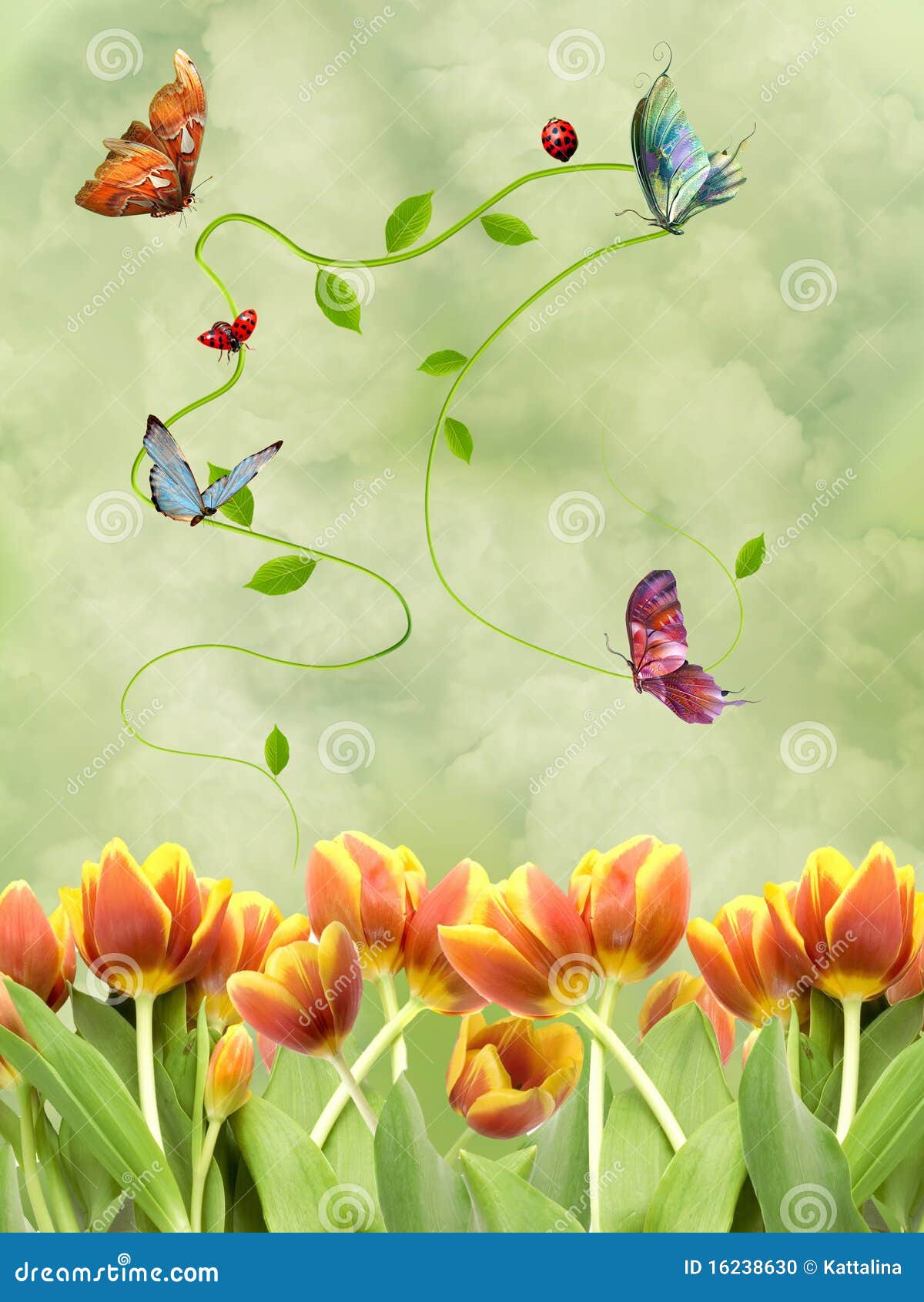 Spring fantasy stock illustration. Illustration of garden - 16238630