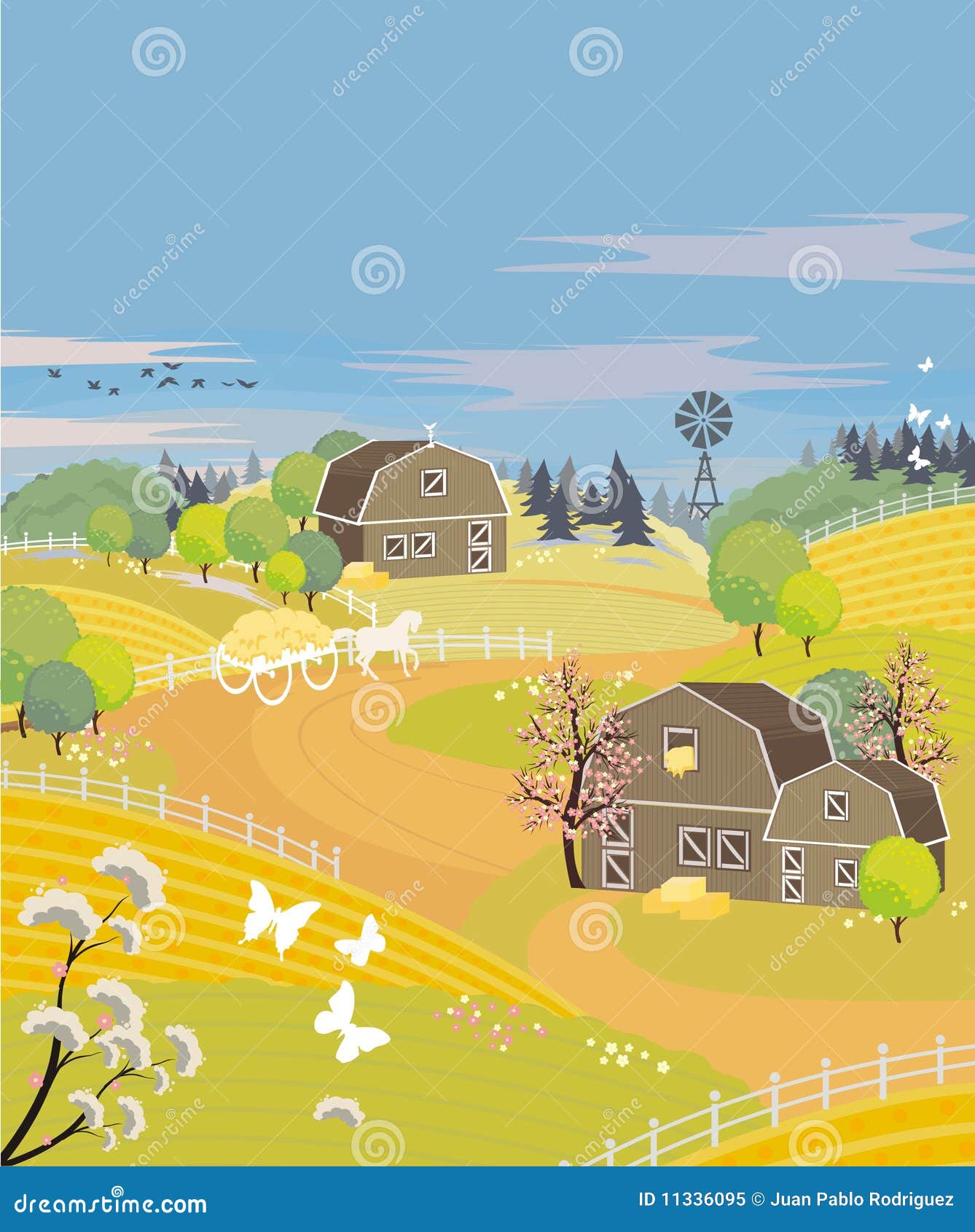 Spring farm stock illustration. Illustration of rural - 11336095