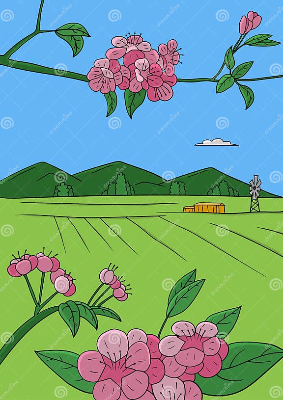 Spring at farm vector stock vector. Illustration of retro - 57414673