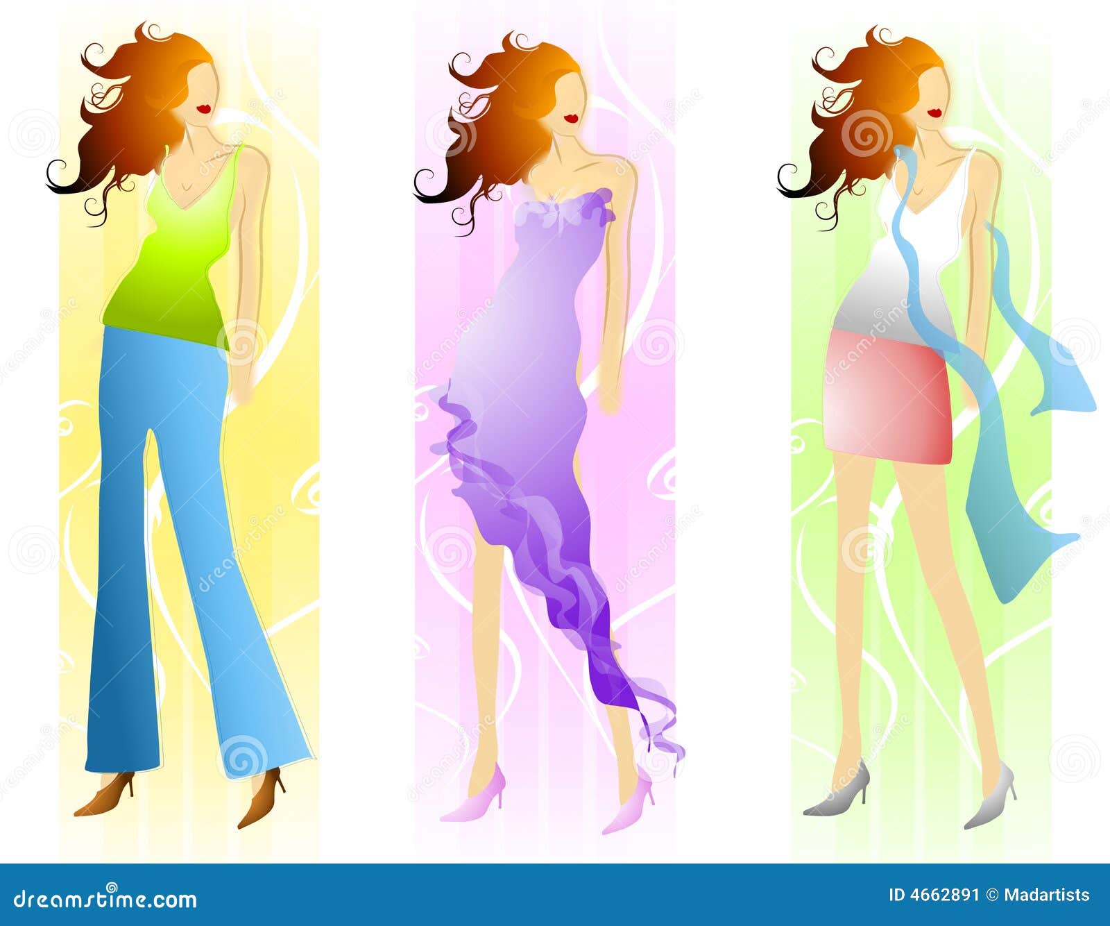 Fashion Models Cartoon Vector | CartoonDealer.com #13204165