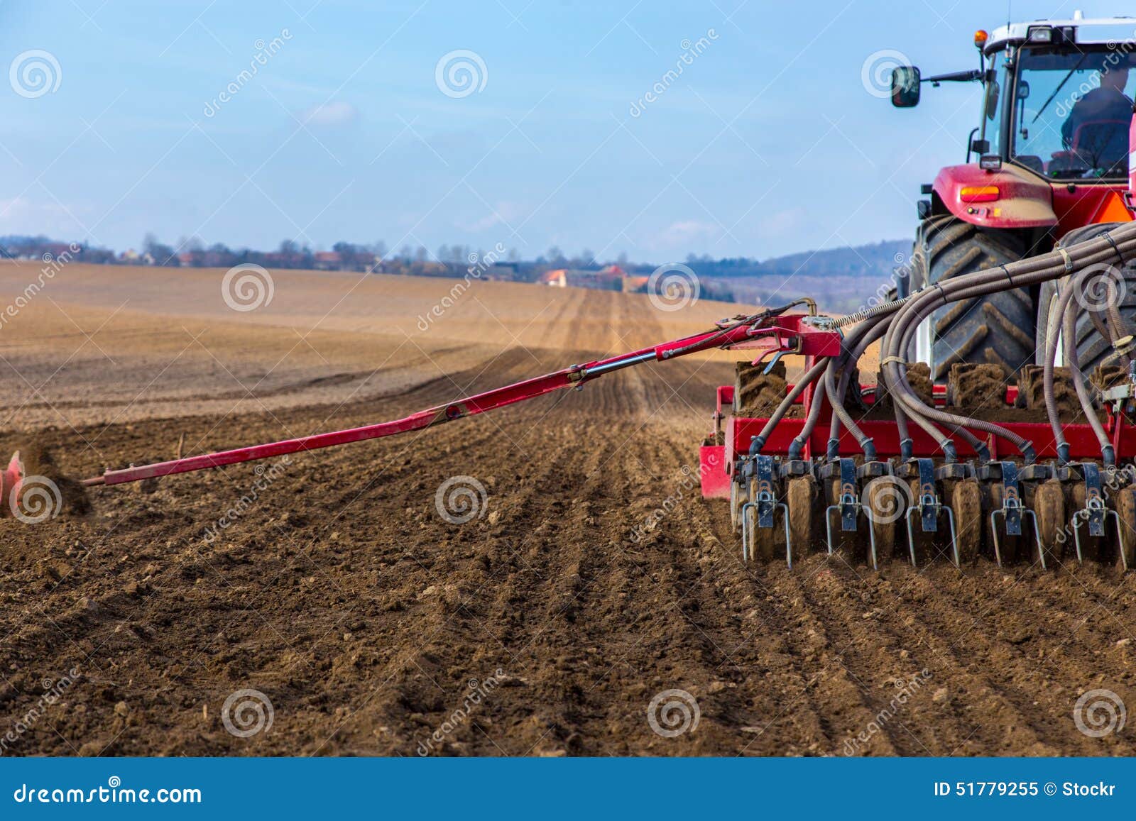 Spring field works stock image. Image of nature, harrow - 51779255