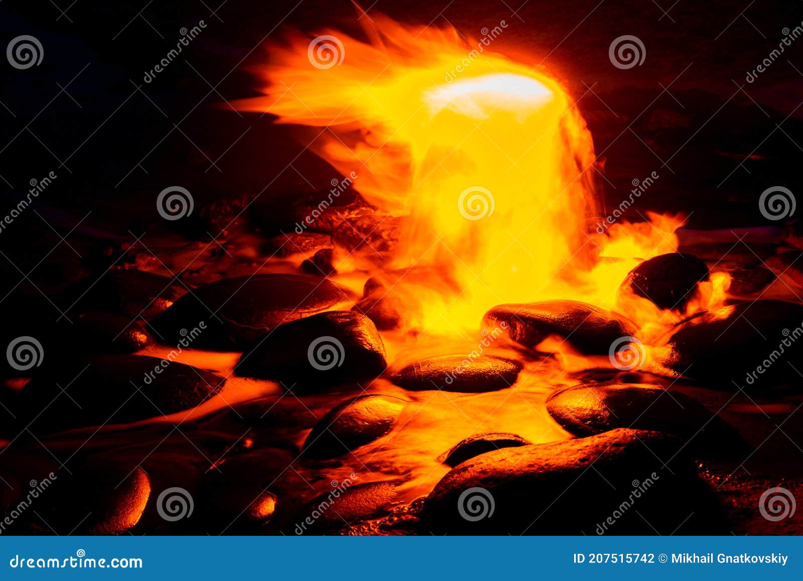 Spring of Fire Water. Burning Methane in Water Stock Photo - Image of ...