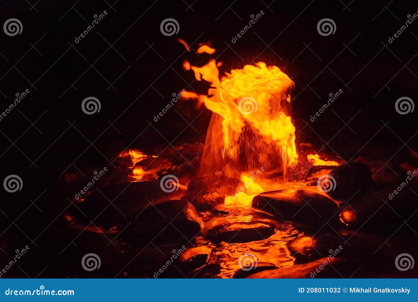 Spring of Fire Water. Burning Methane in Water Stock Photo - Image of ...