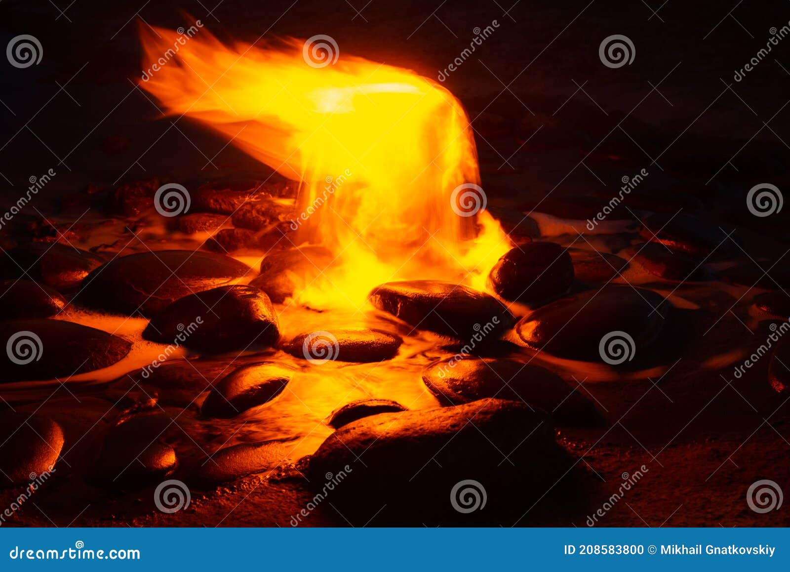 Spring of Fire Water. Burning Methane in Water Stock Photo - Image of ...