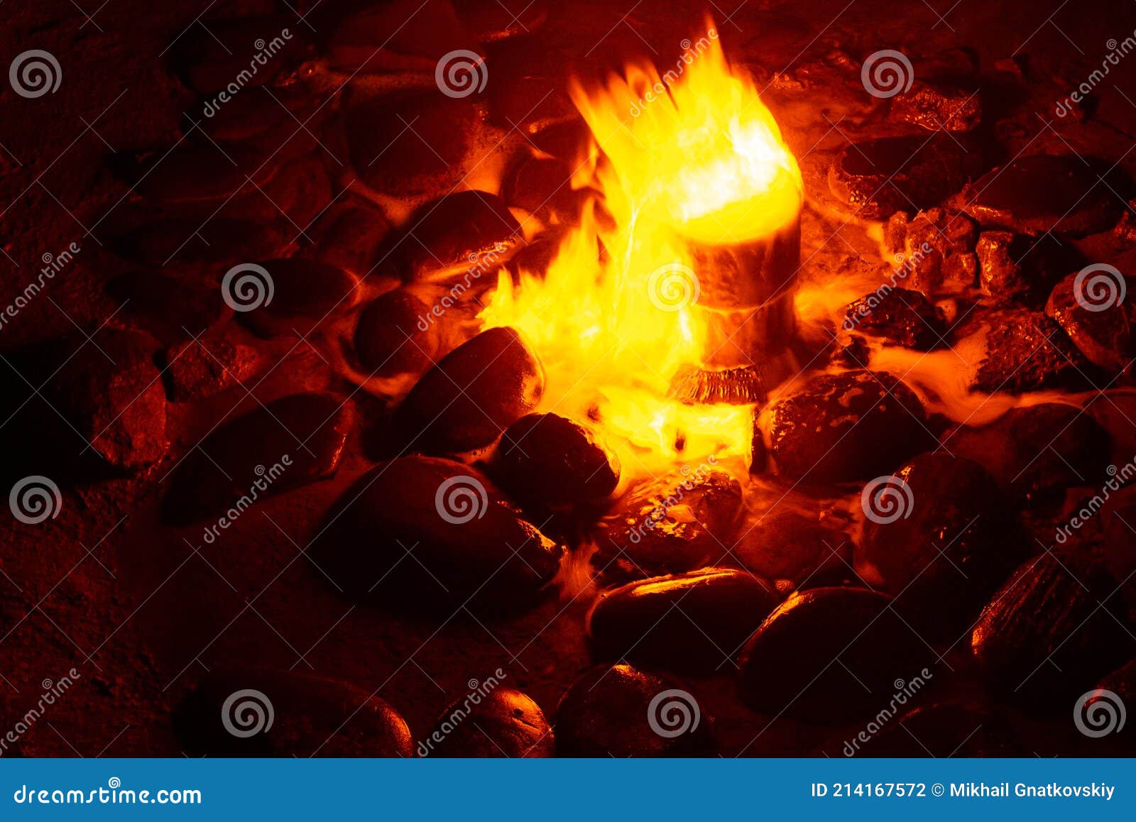 Spring of Fire Water. Burning Methane in Water Stock Photo - Image of ...