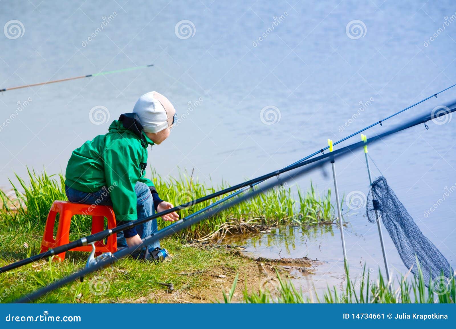 Spring fishing stock image. Image of garden, water, child - 14734661