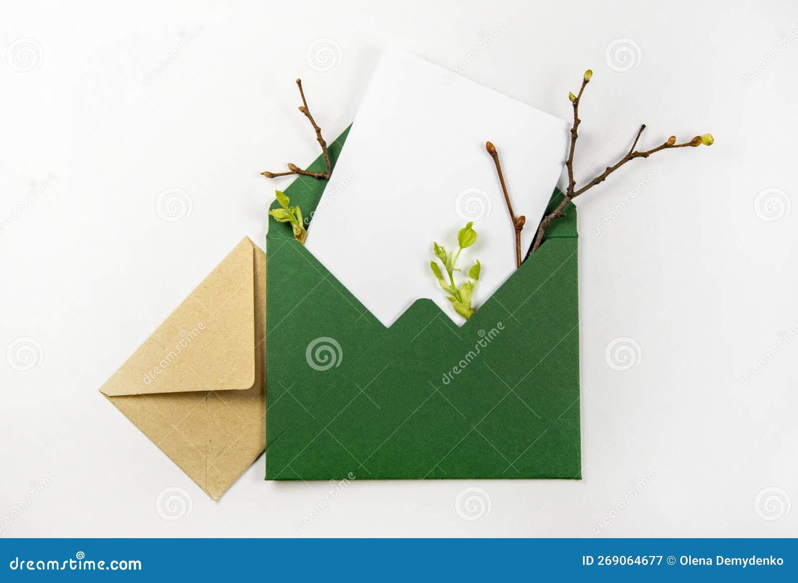 Spring Flat Lay. Postal Envelopes with Spring Decor for Design ...