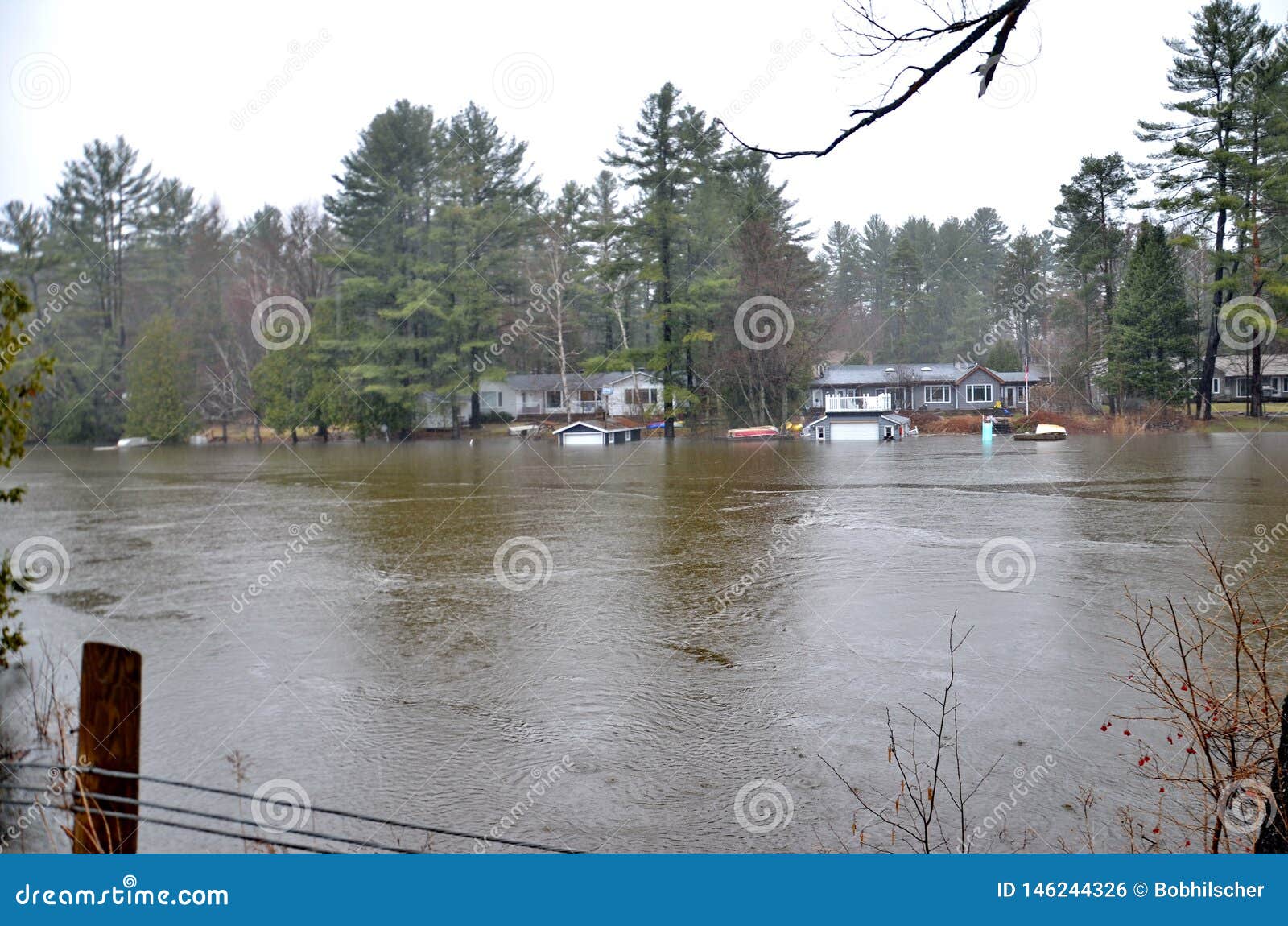 Spring Flood in Bracebridge, 2019 Stock Photo - Image of weather ...
