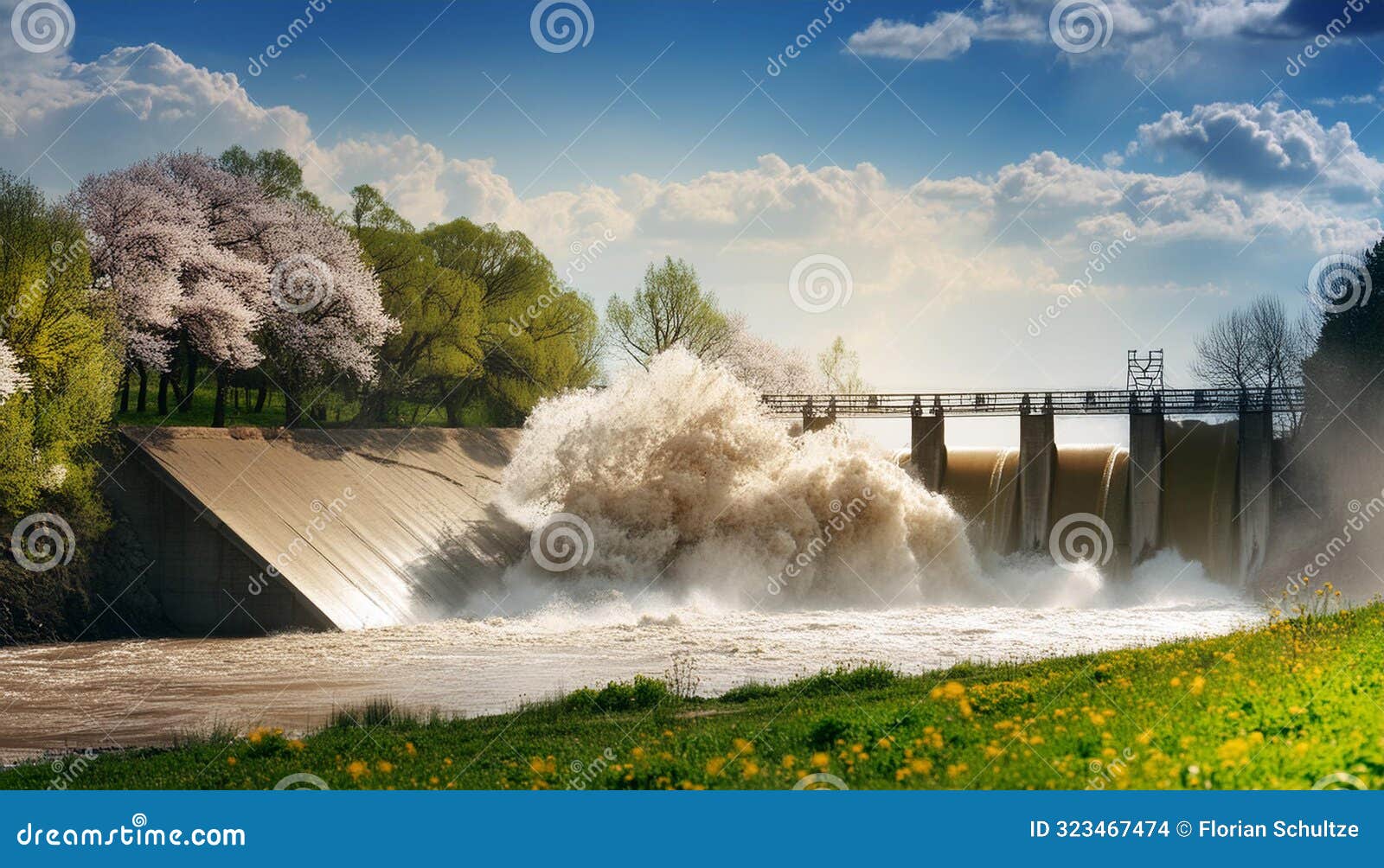 Spring Flood Broke Through The Dam. Neural Network Stock Photography ...