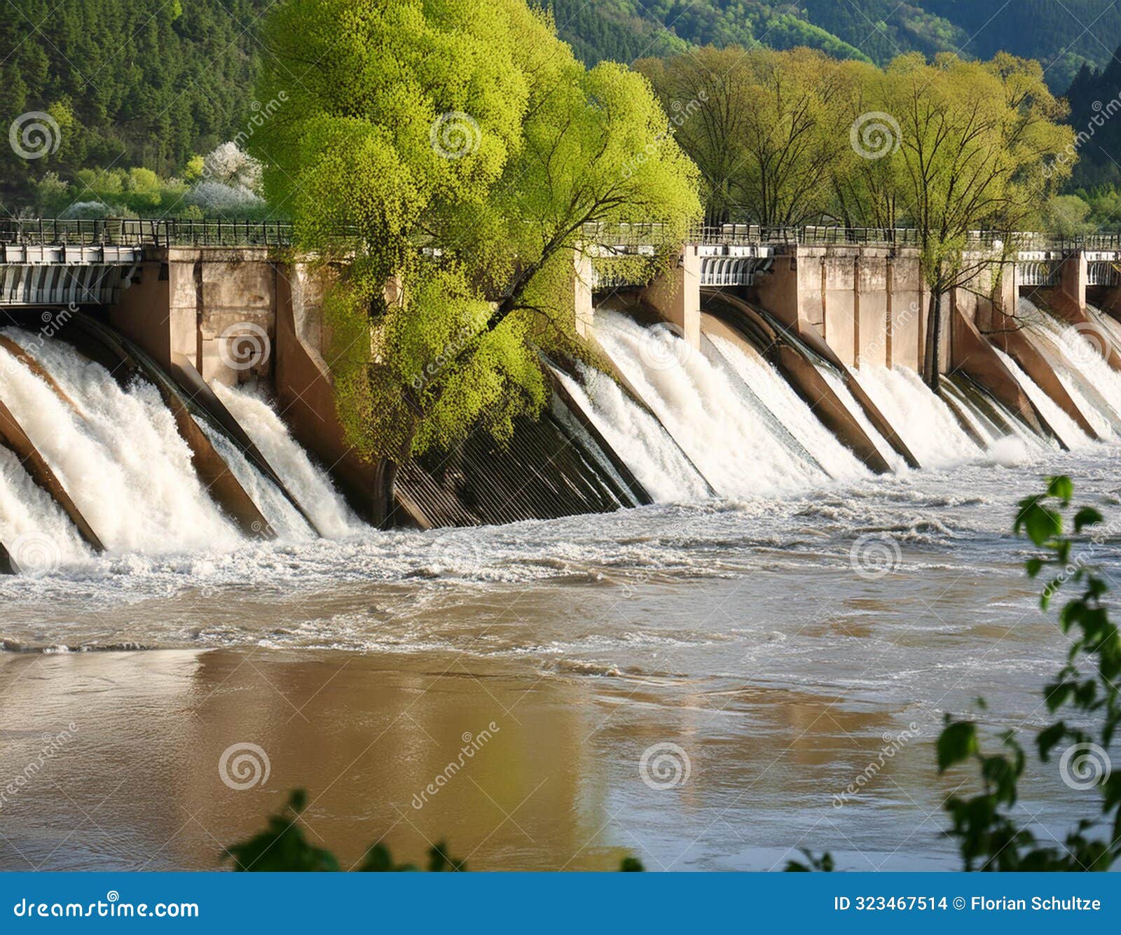 Spring Flood Broke through the Dam. Neural Network Stock Illustration ...
