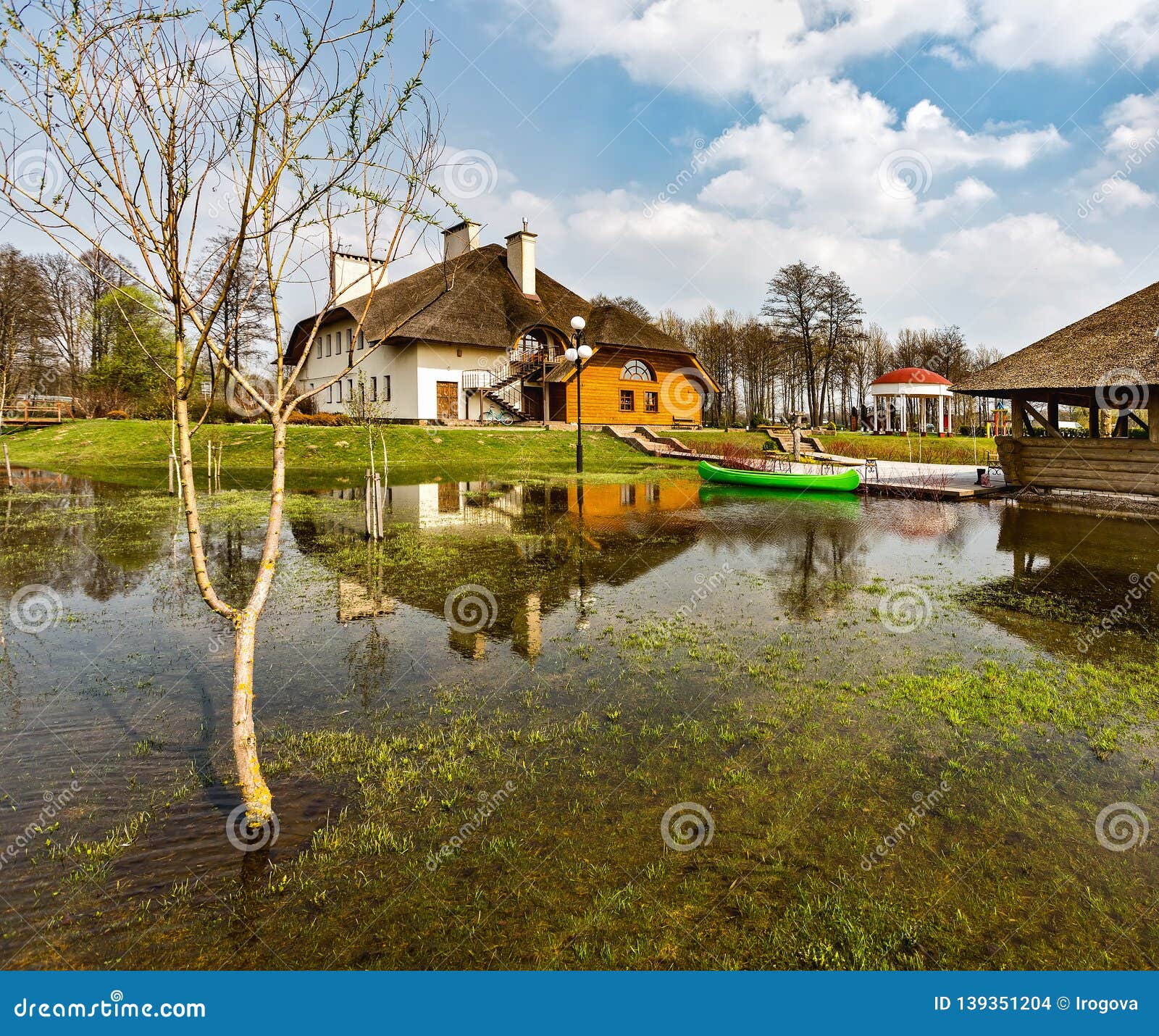 Spring Flood of the River Lesnaya. Stock Photo - Image of home ...