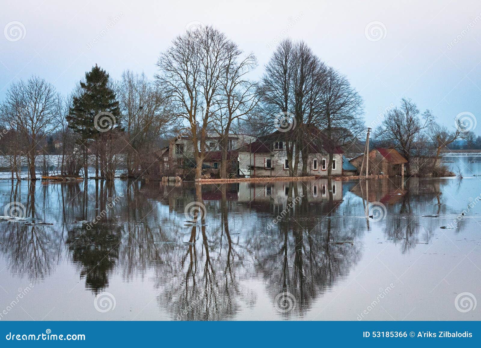 Spring flooding stock photo. Image of field, flood, land - 53185366