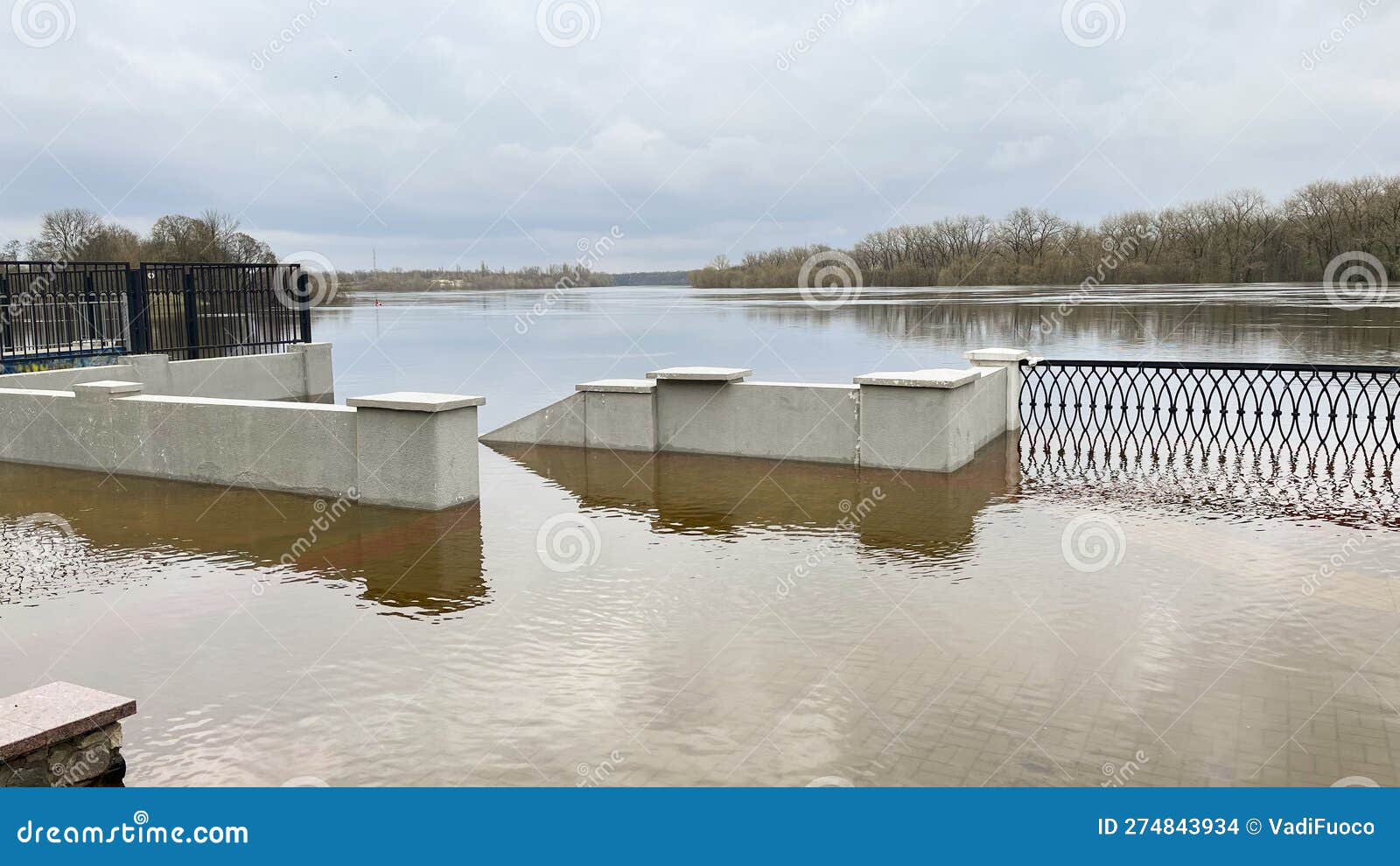 Spring Floods that Flooded the Paths on the River Boardwalk Stock Photo ...