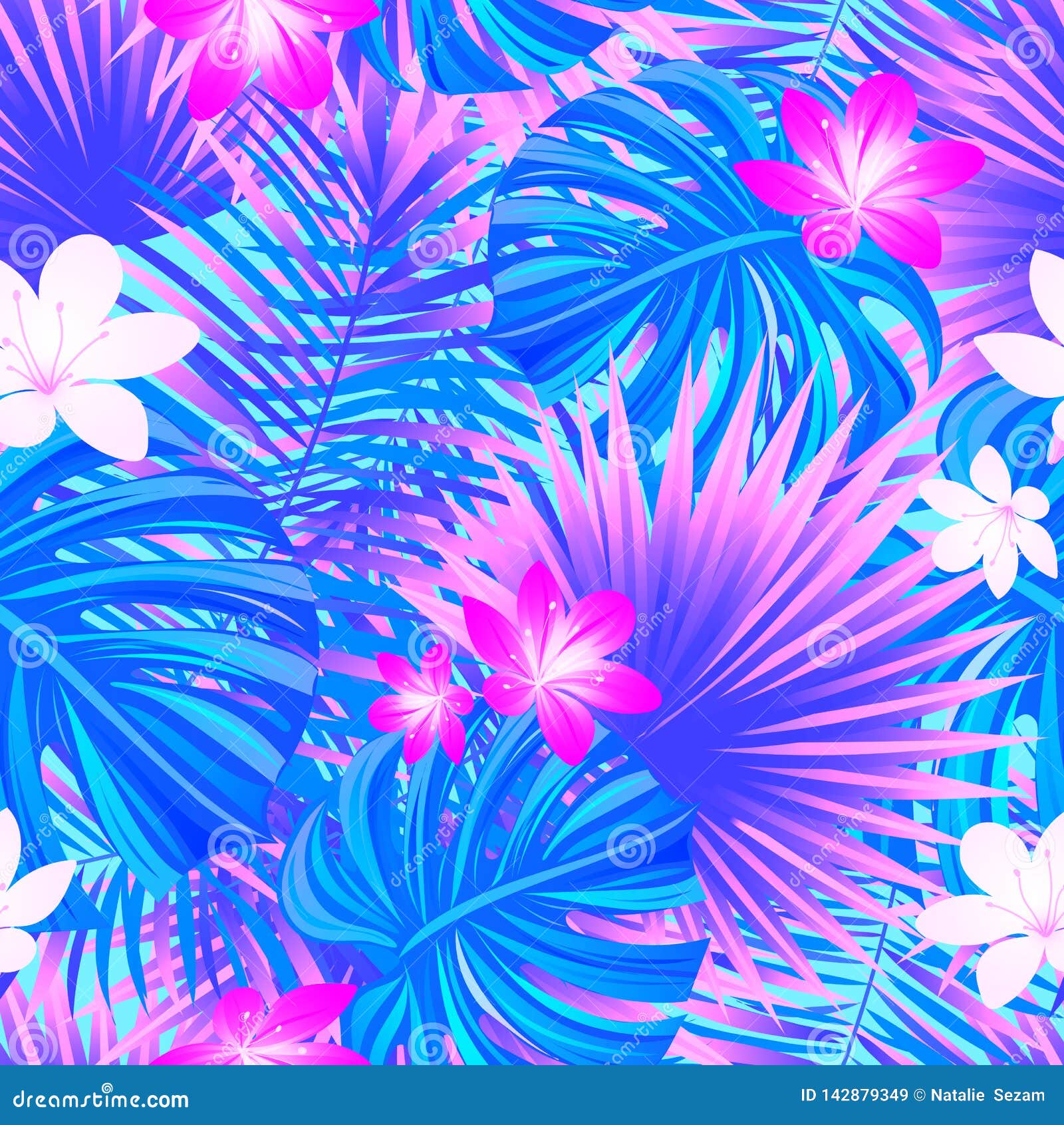 Spring Floral Background Colorful Tropical Seamless Pattern Tropic