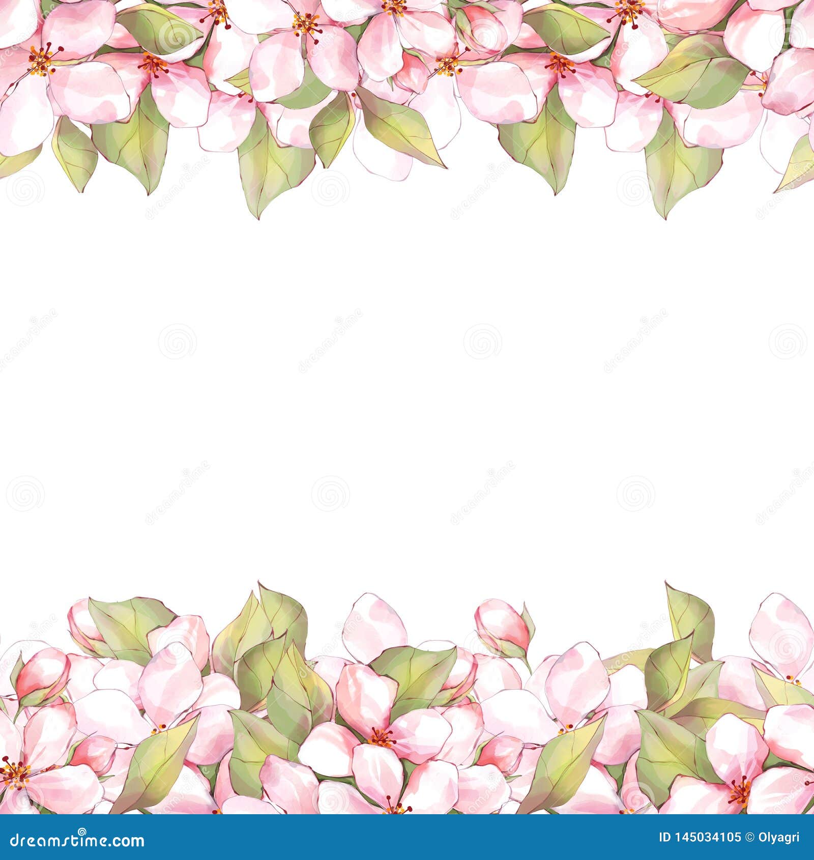Spring Floral Border. Sakura Seamless Pattern Stock Illustration ...