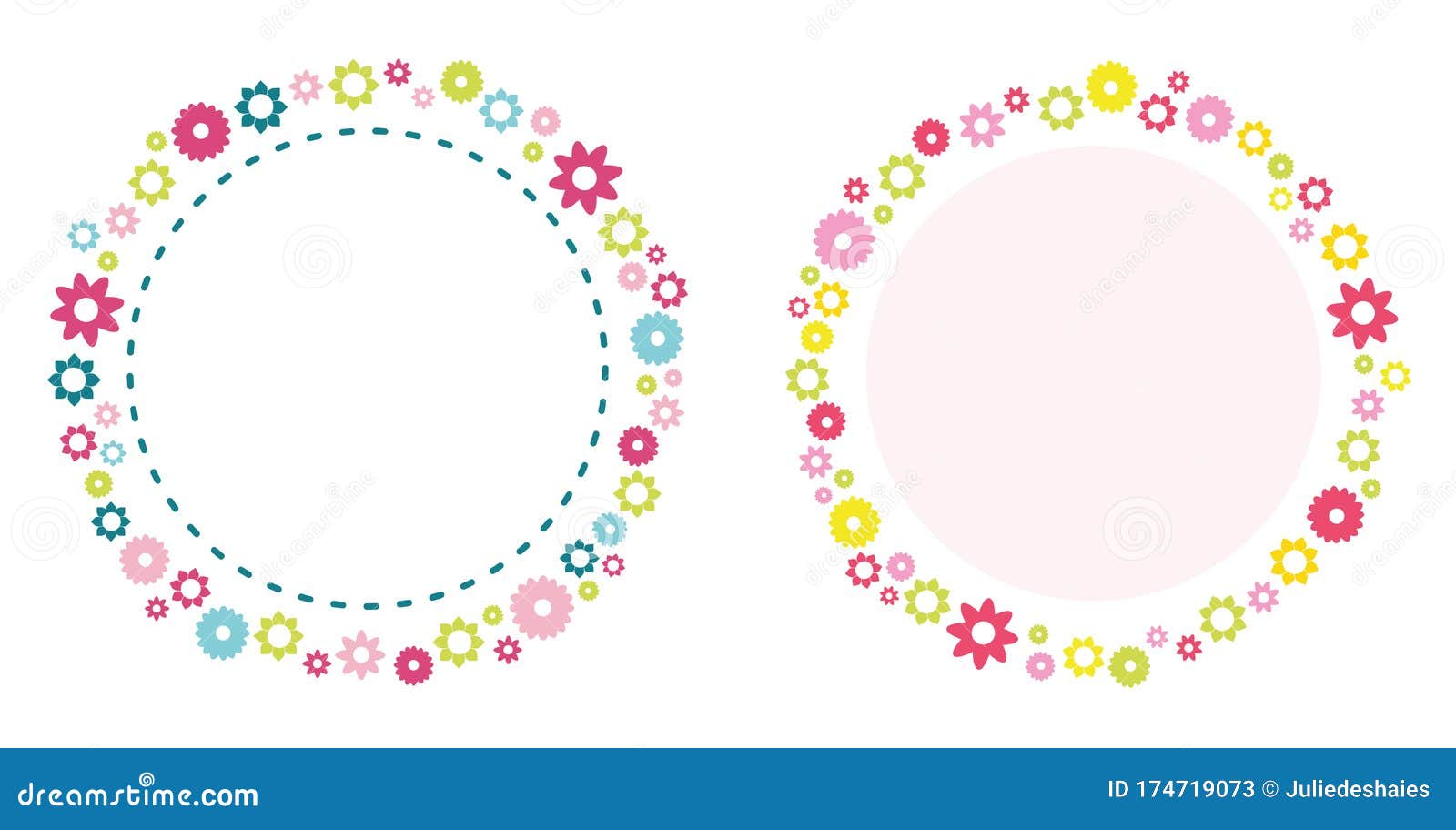 Spring Floral Circle Frame Vector Stock Vector - Illustration of ...