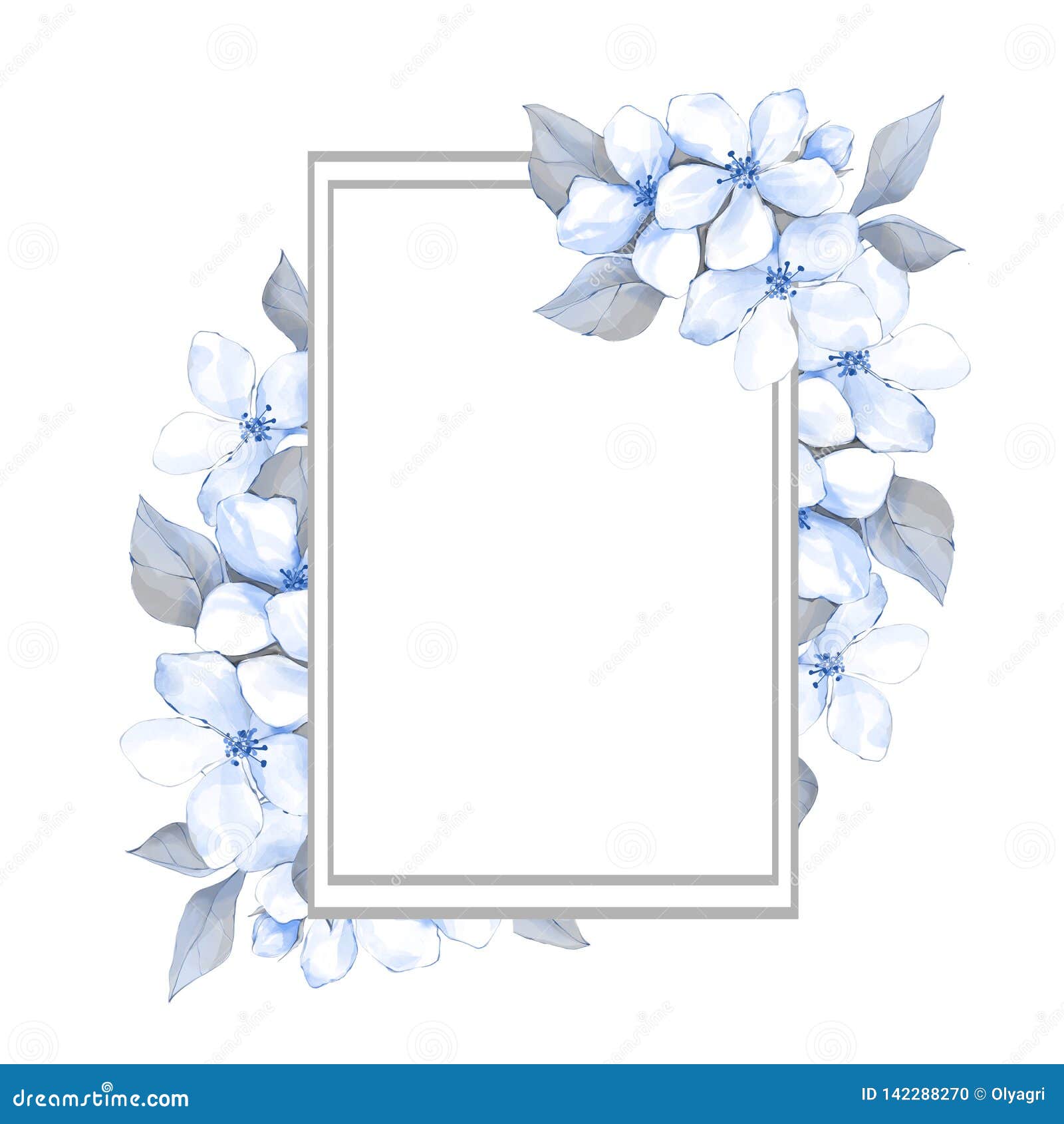 Spring Floral Frame with Blue Flowers 2 Stock Illustration ...