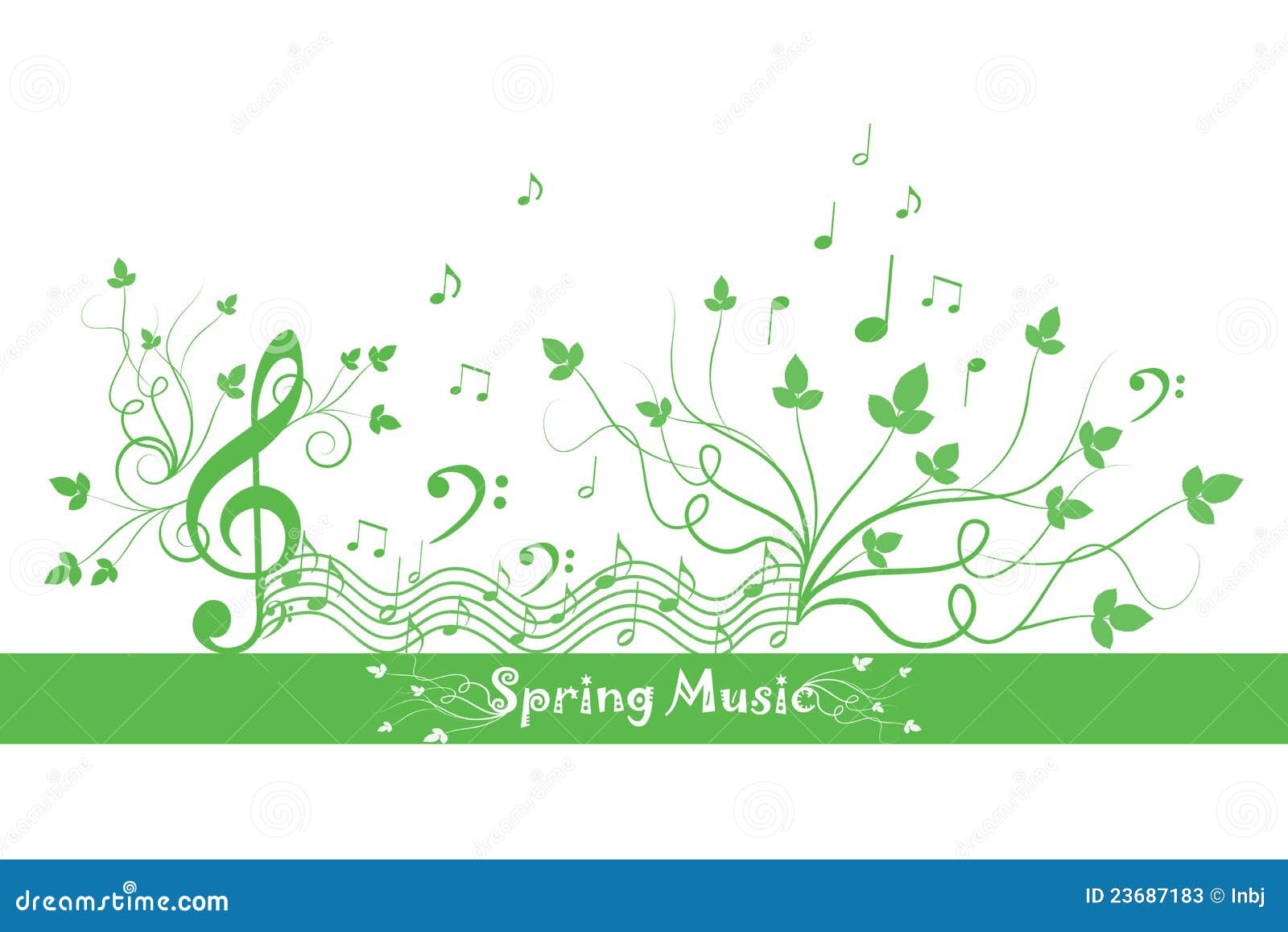 Spring Floral and Music stock illustration. Illustration of green ...