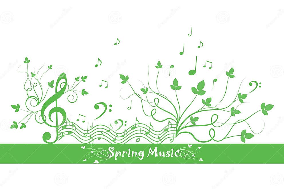 Spring Floral and Music stock illustration. Illustration of green ...
